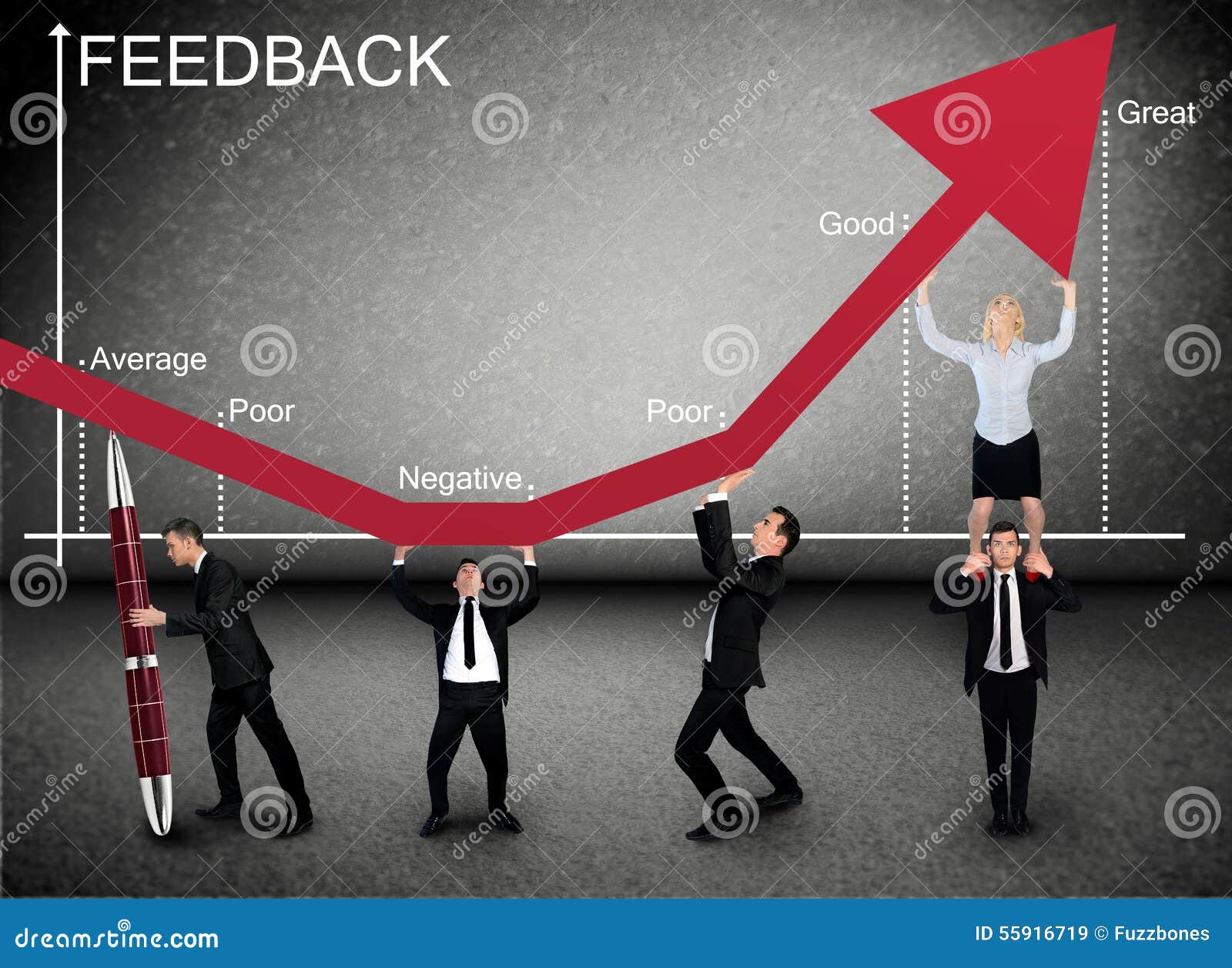 Business Team Push Arrow Up Stock Image - Image of feedback ...