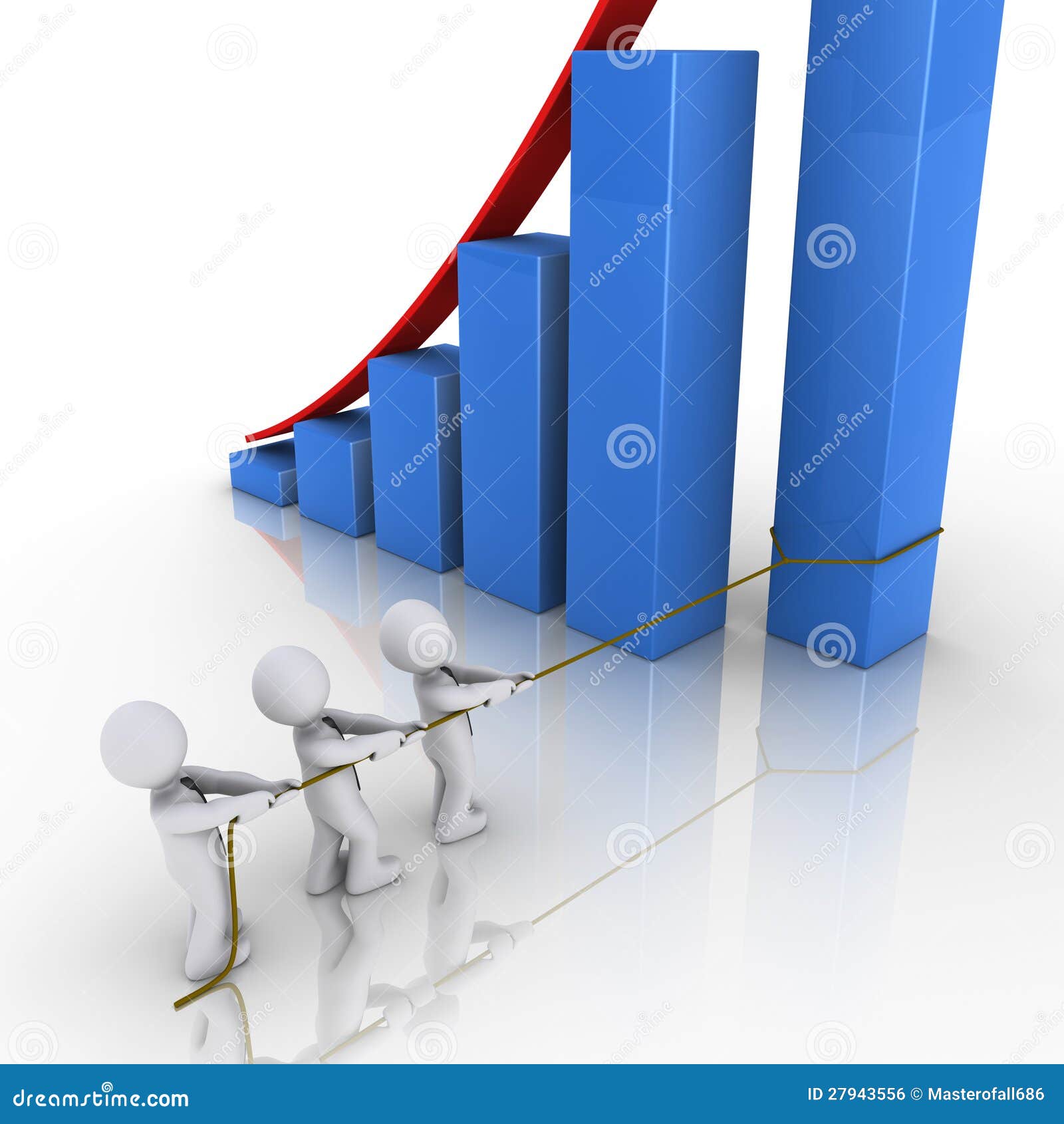 Business Team Putting Column of Rising Graph Stock Illustration ...