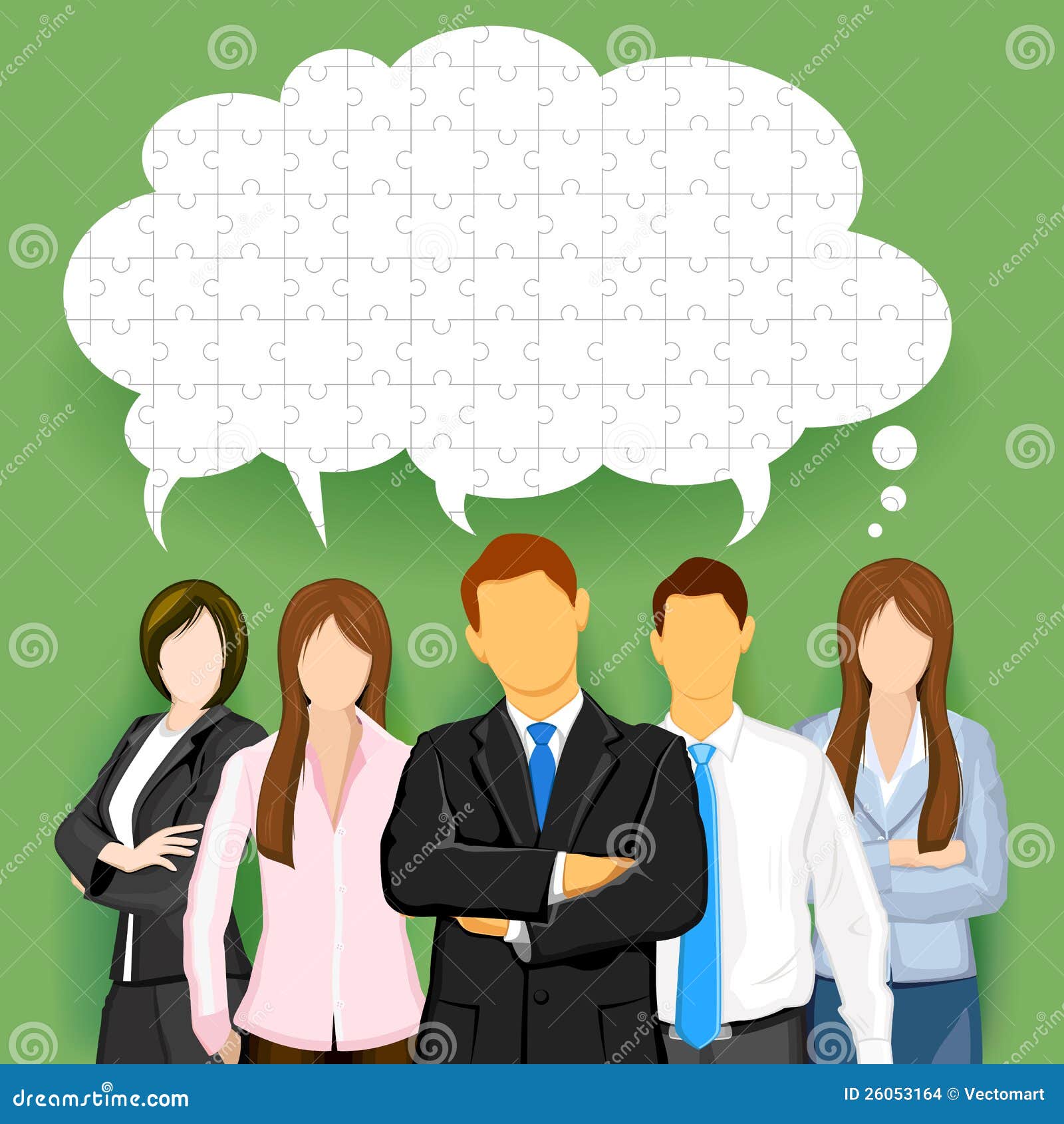 Business Team with Puzzled Chat Bubble Stock Vector - Illustration of ...