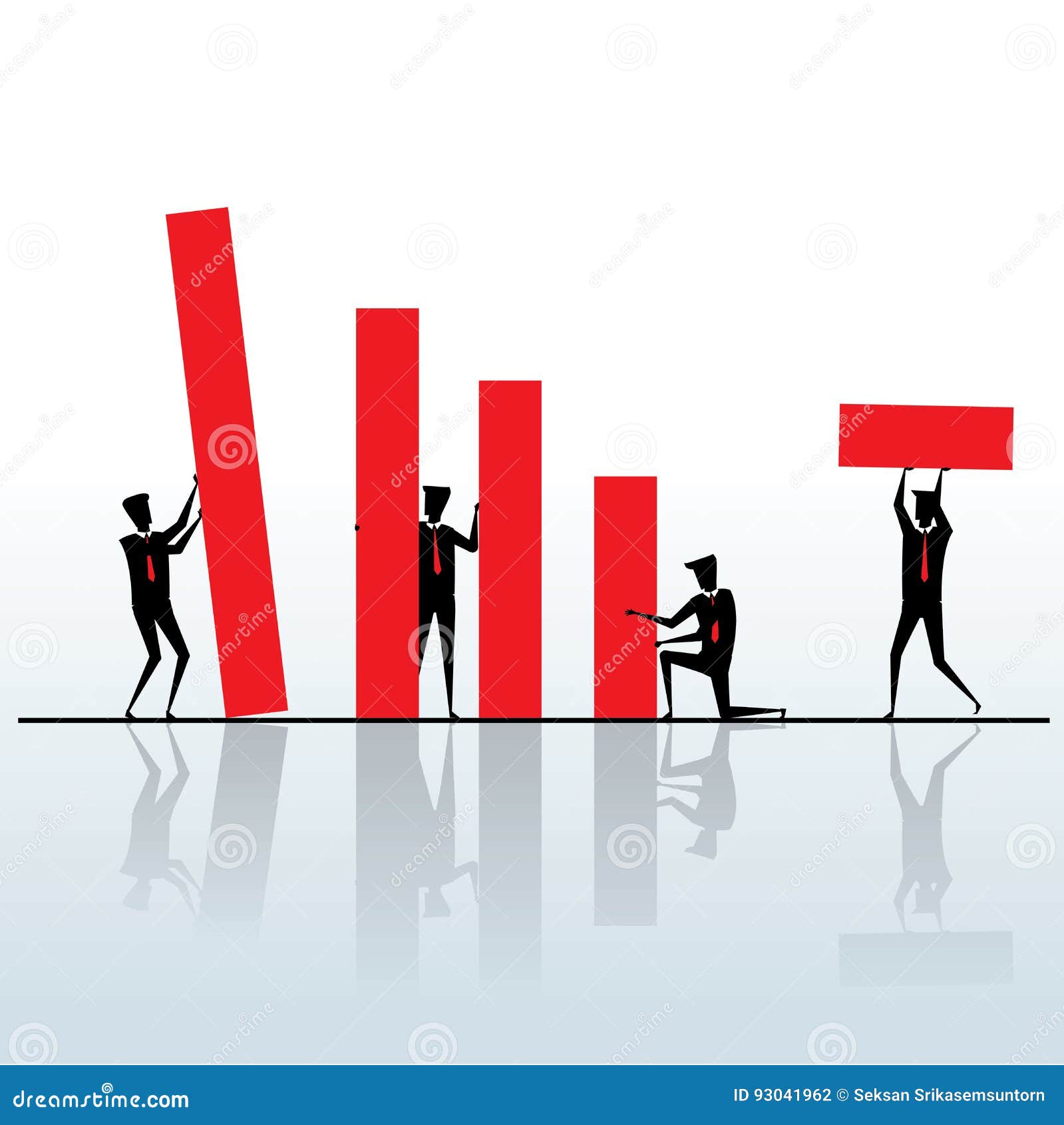 Business Team and Red Graph Stock Vector - Illustration of arrow ...