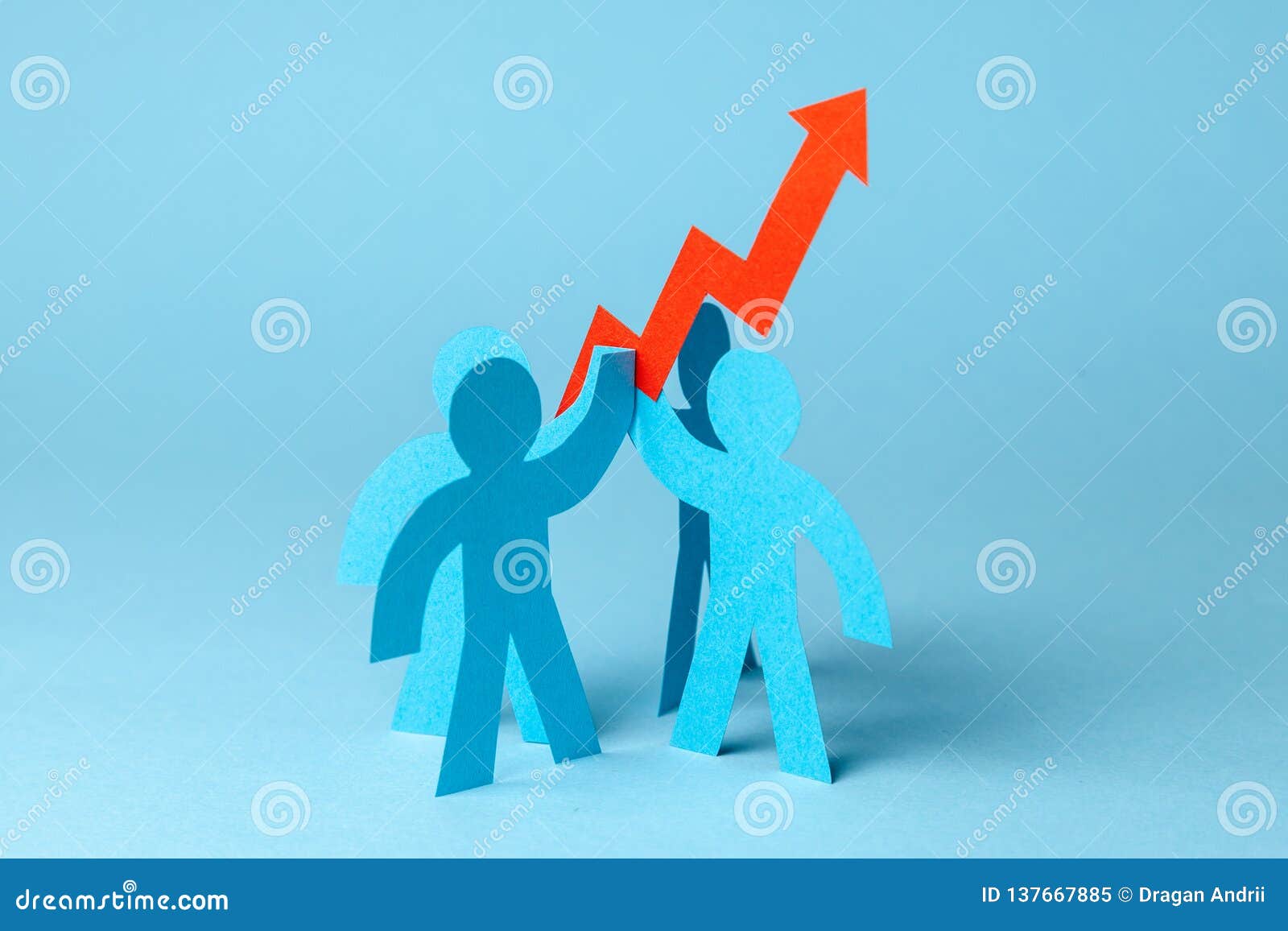 Business Team and Red Up Arrow. Sales Growth and Growth Graph Up. Stock ...