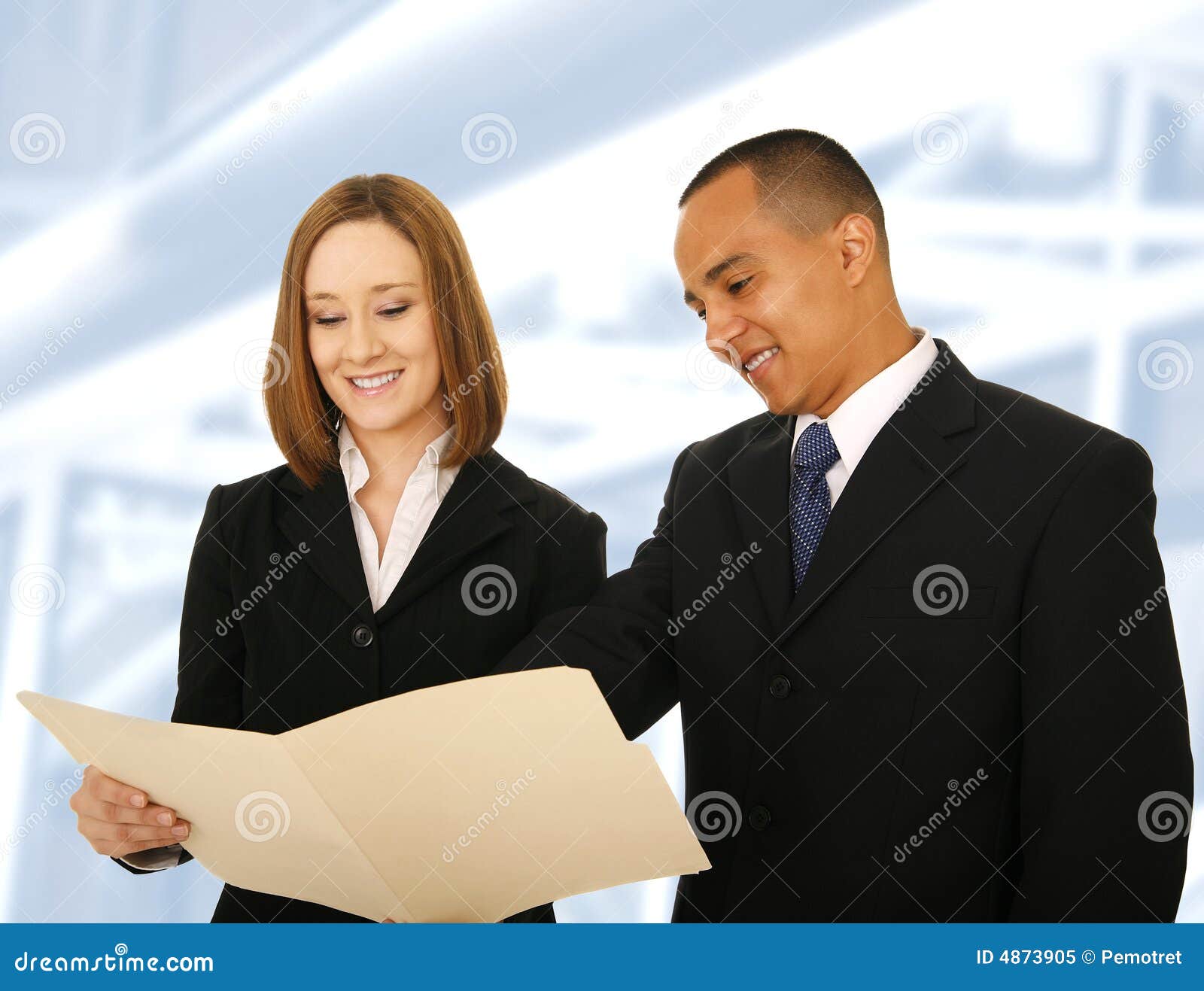 Business Team Reviewing Folder Stock Image - Image of economy ...