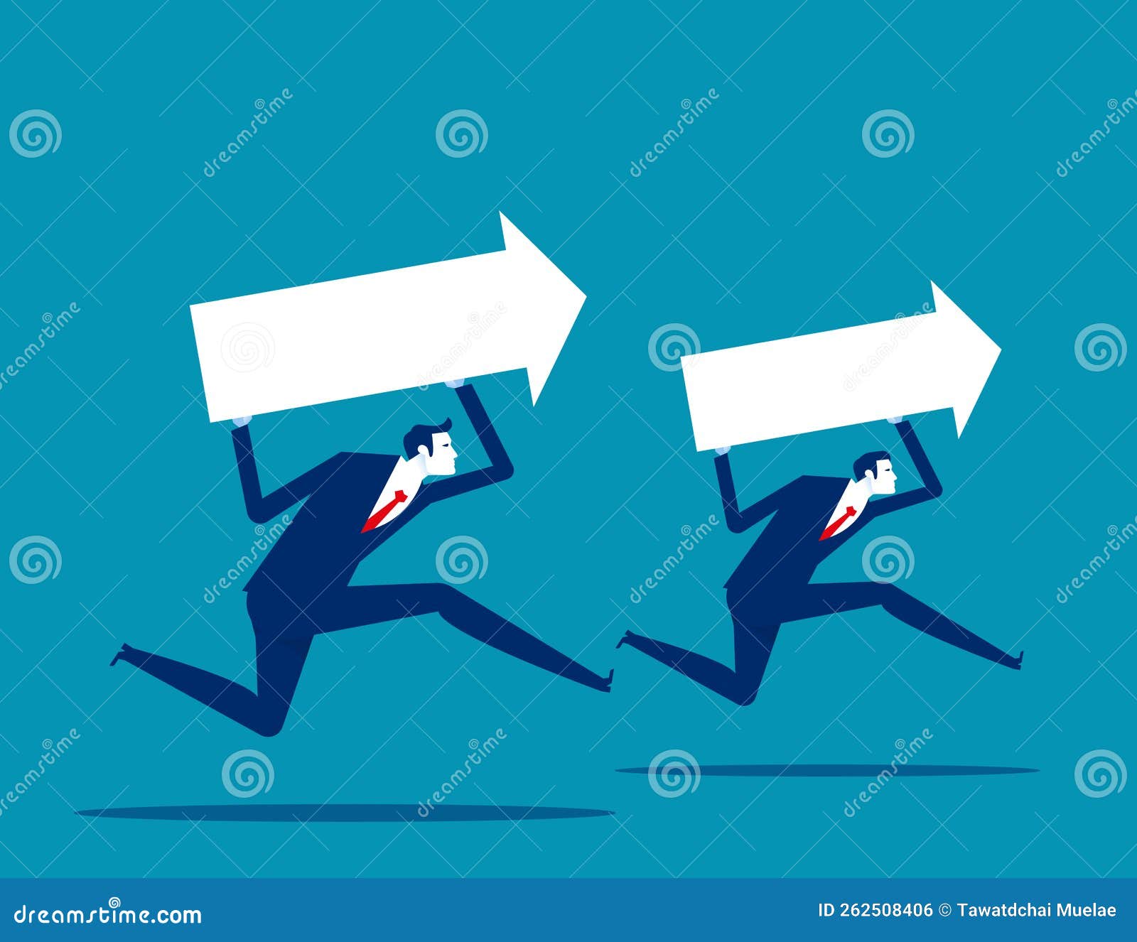 Business Team Running with Arrows. Business Direction Vector ...