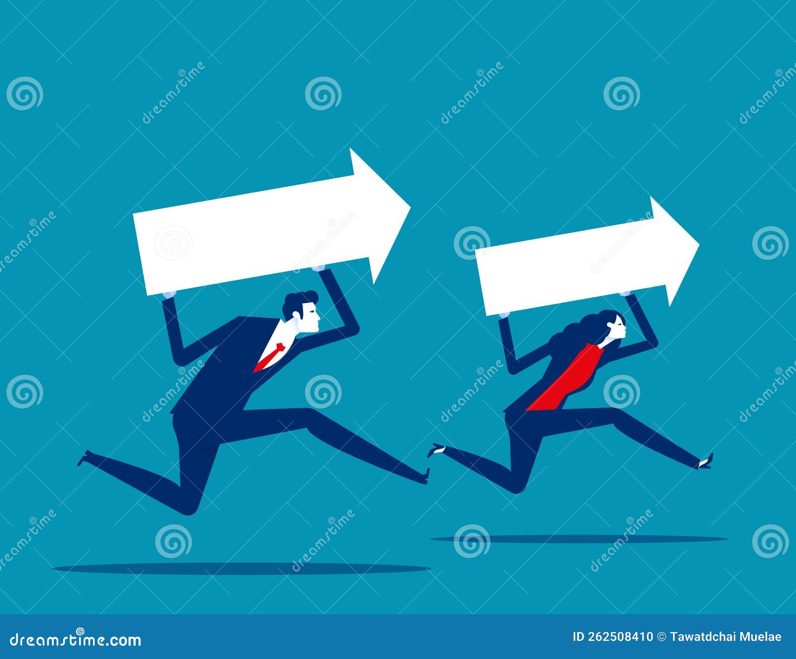 Business Team Running with Arrows. Business Direction Vector ...