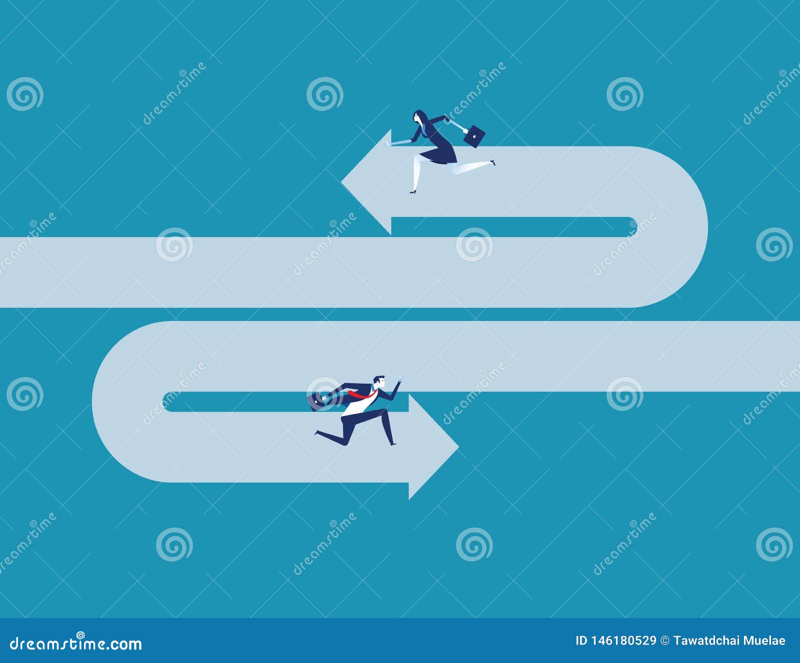 Business Team Running Opposite Direction. Concept Business Vector ...