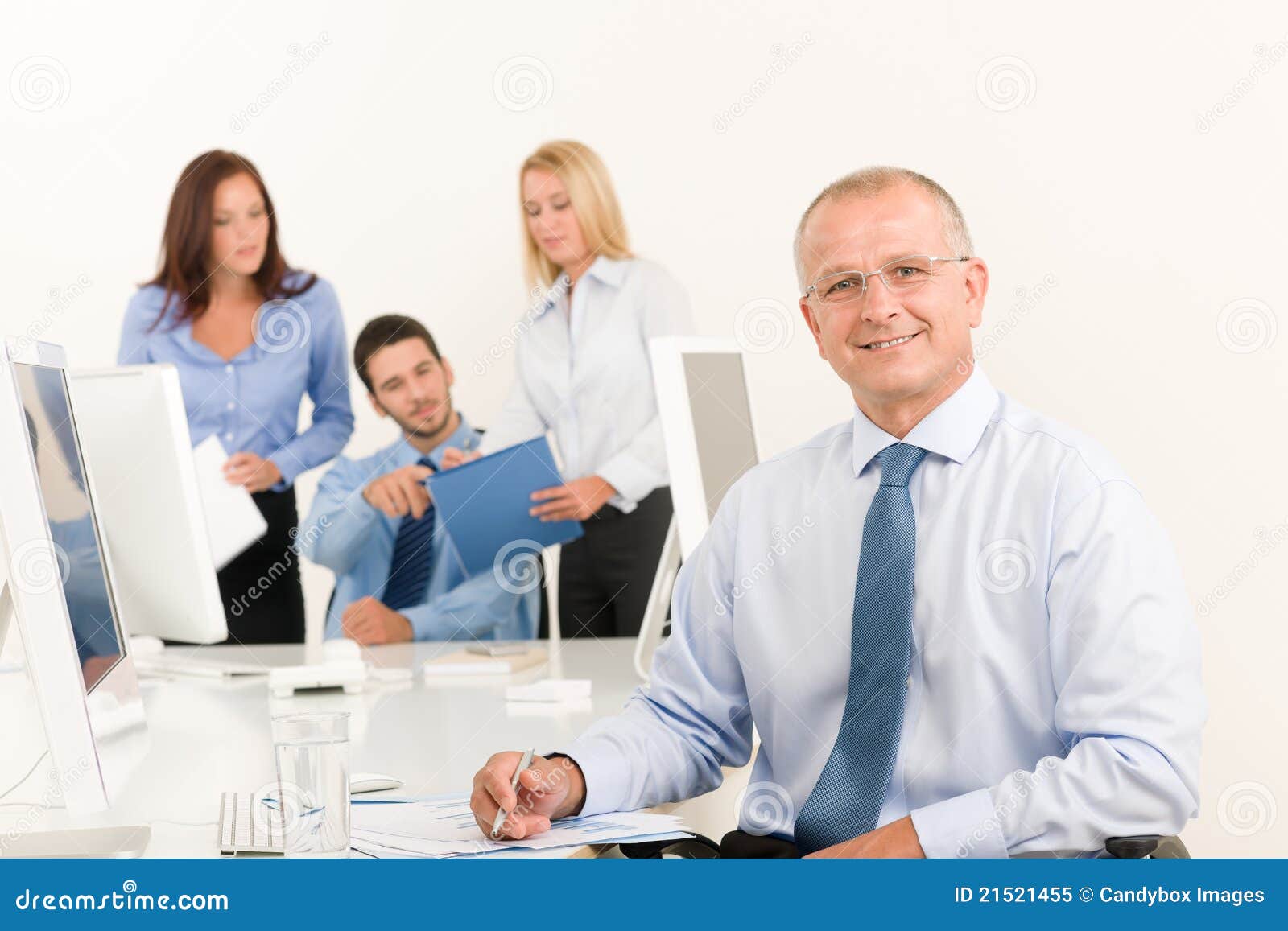 Business Team Senior Manager with Work Colleagues Stock Image - Image ...