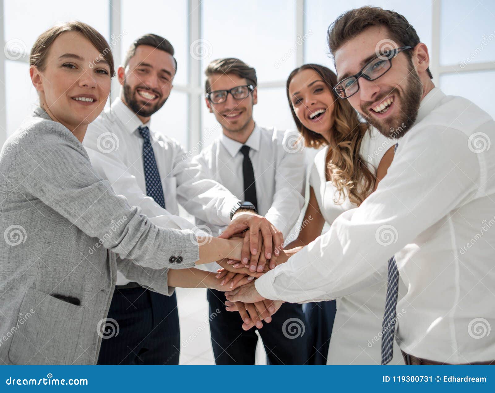 Business Team Showing Their Unity Stock Image - Image of company ...