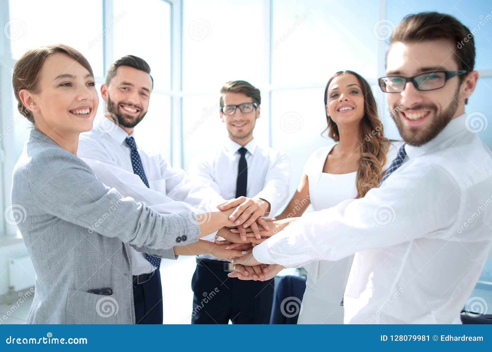 Business Team Showing Their Unity Stock Image - Image of colleague ...