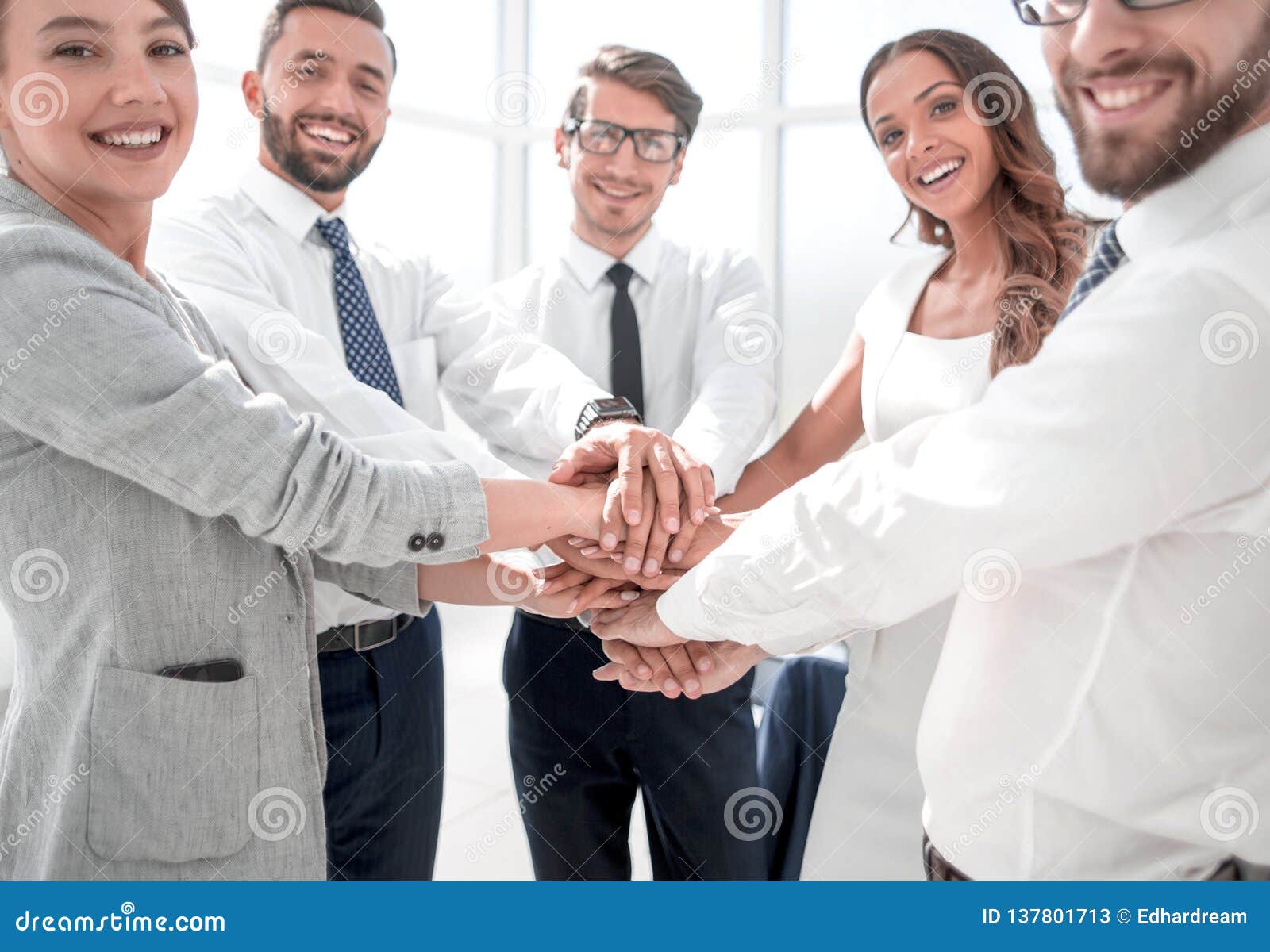 Business Team Showing Their Unity Stock Image - Image of corporate ...