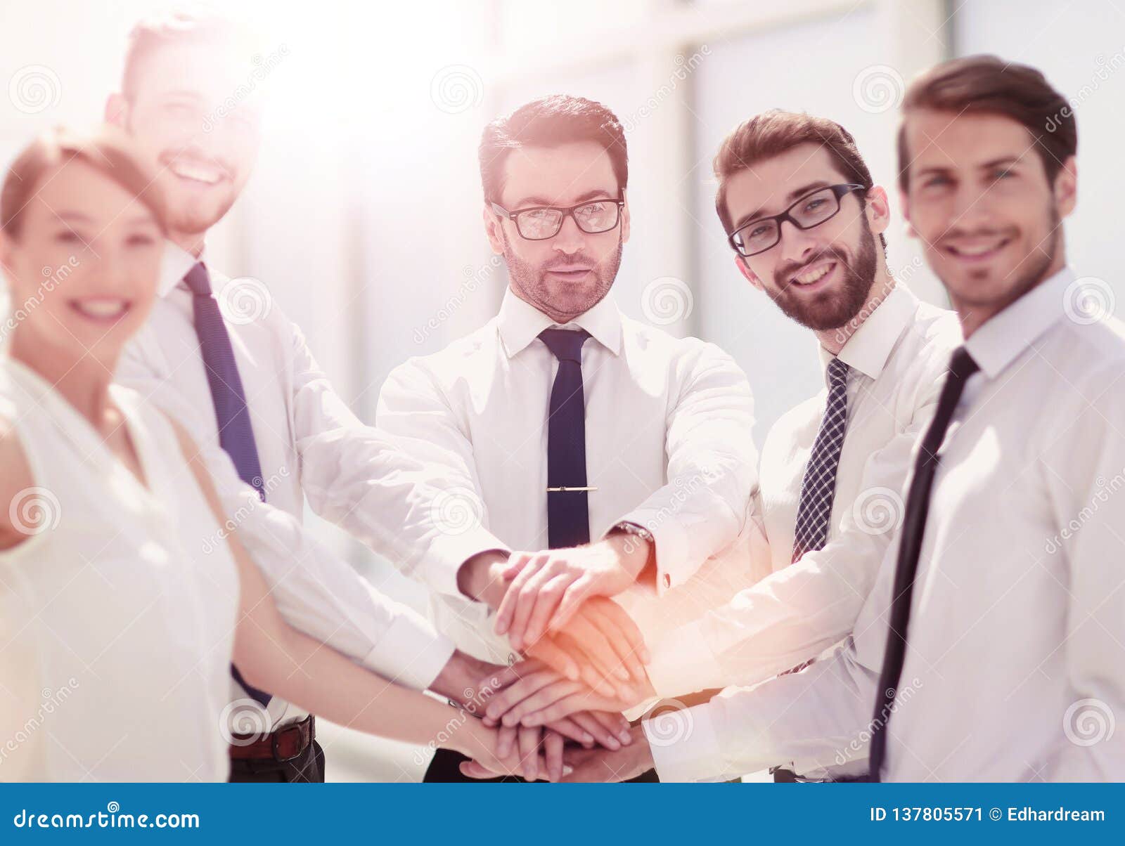 Business Team Showing Their Unity. Stock Image - Image of leisure ...