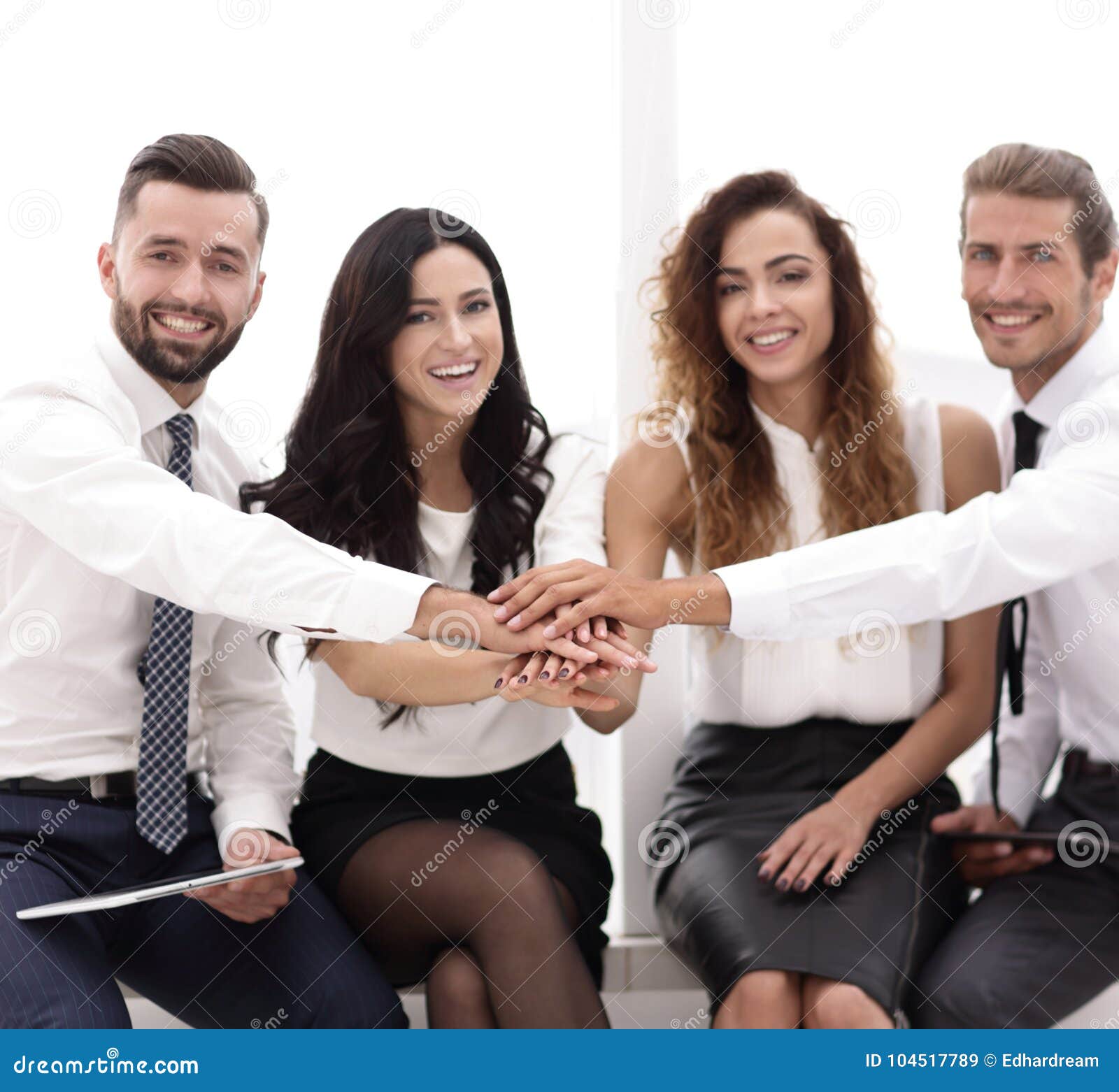 Business Team Showing Their Unity. Stock Image - Image of office ...