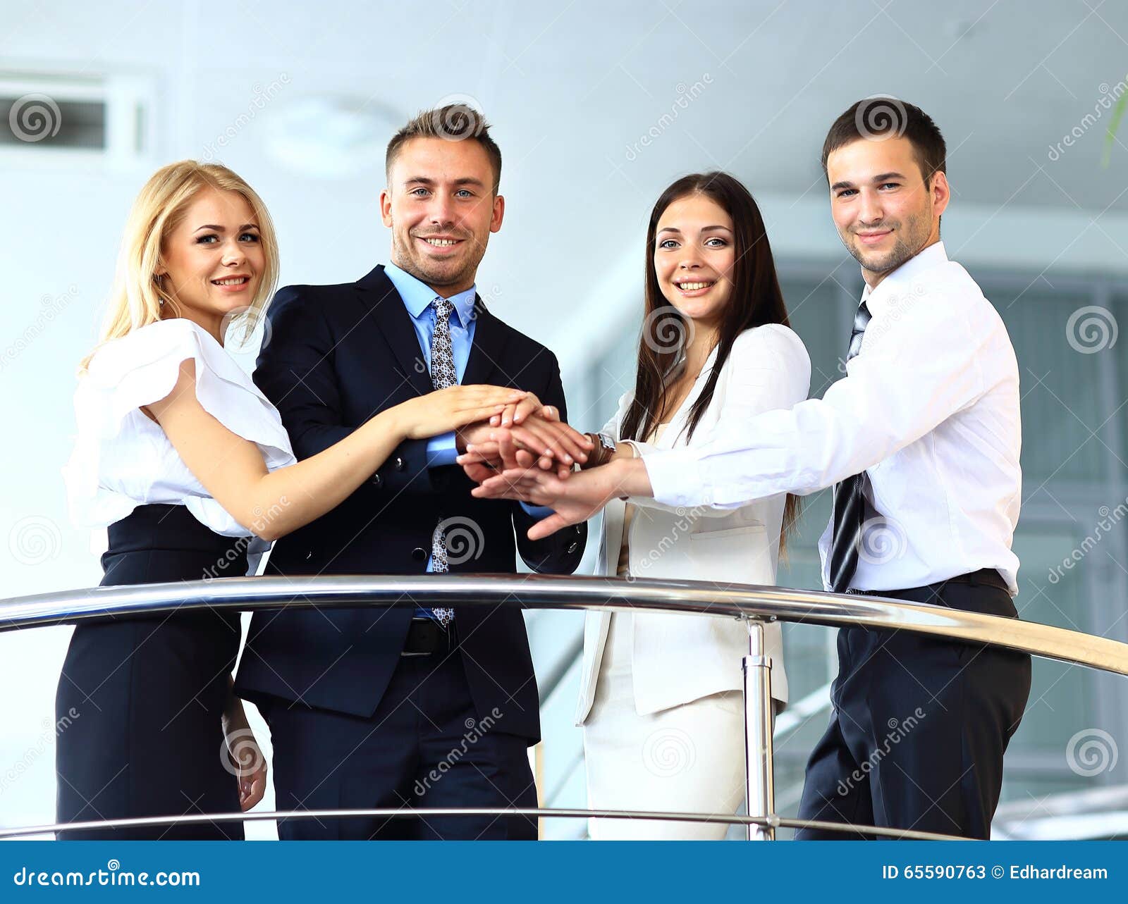 Business Team Showing Unity with Their Hands Stock Image - Image of ...