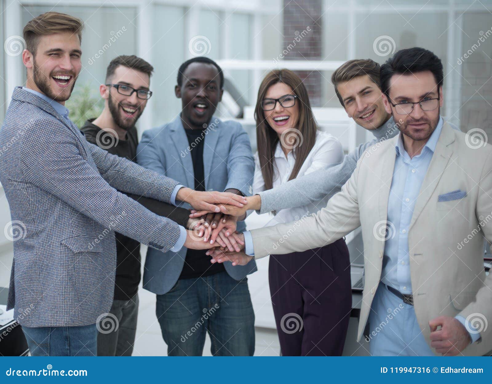 Business Team Shows Their Unity Stock Photo - Image of hands, male ...
