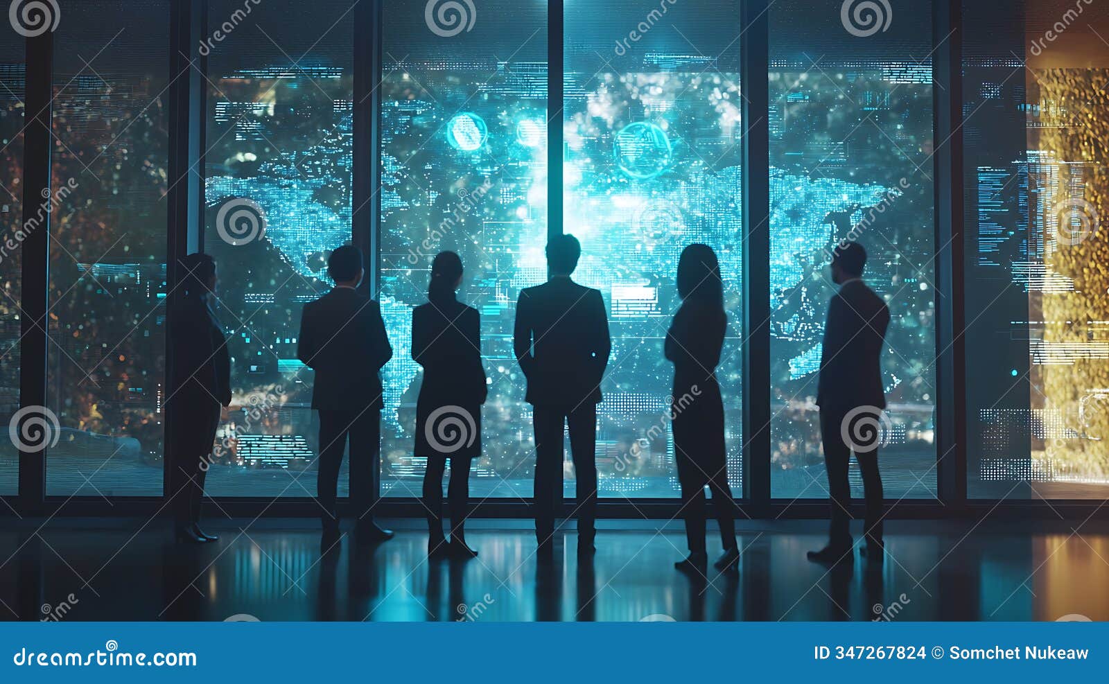 Business Team Silhouettes Analyzing Data Visualizations for Enhanced ...