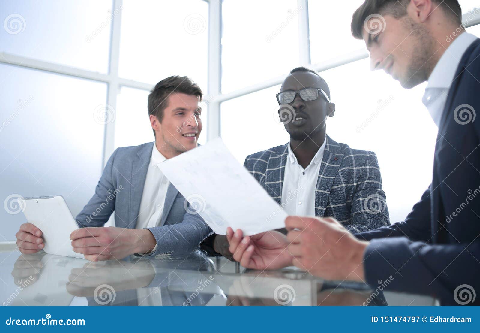 Business Team Sitting at the Desk. Stock Image - Image of discussion ...