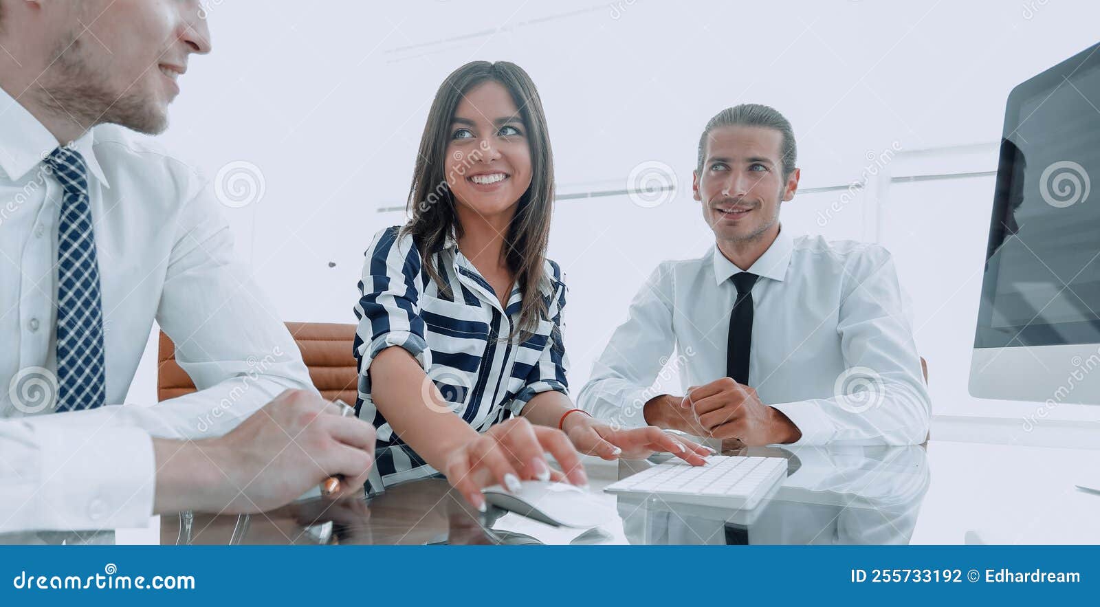 Business Team Sitting at Desk Stock Photo - Image of partnership ...