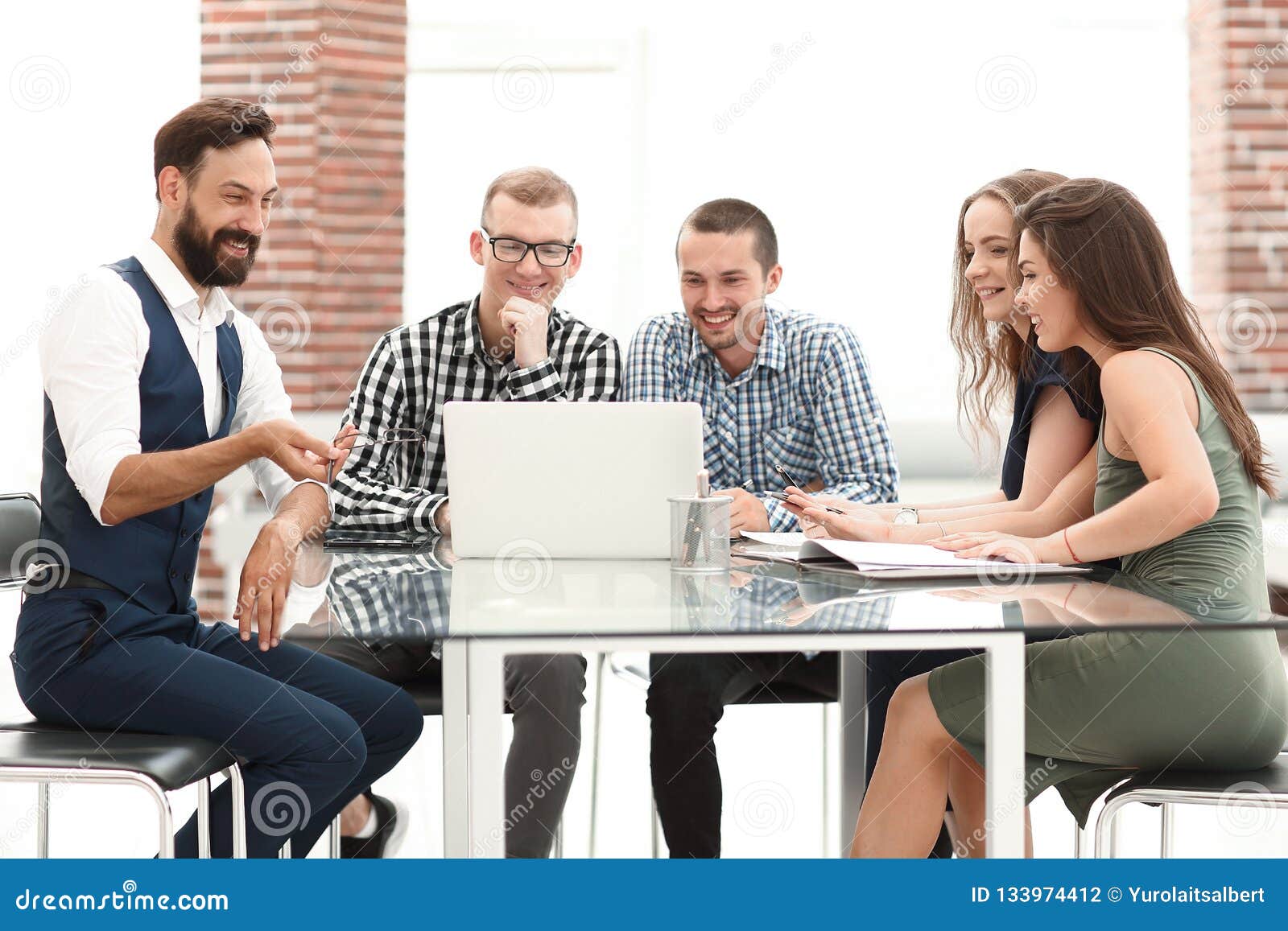 Business Team Sitting at the Office Table Stock Photo - Image of ...