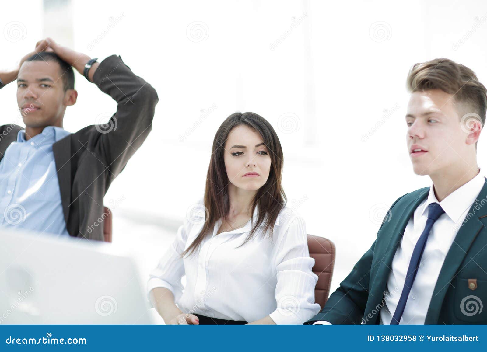 Business Team Sitting Sad and Solving Problem in Office Stock Photo ...