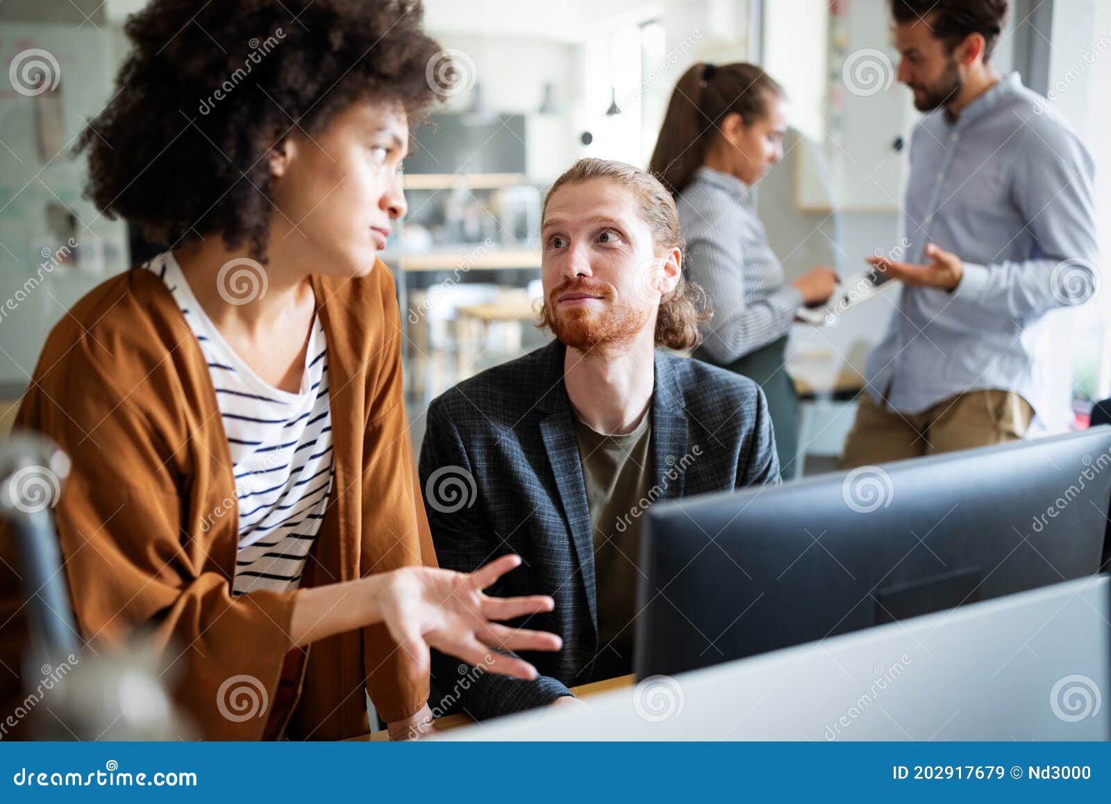 Business Team Sitting Sad and Solving Problem in Office. Stock Image ...