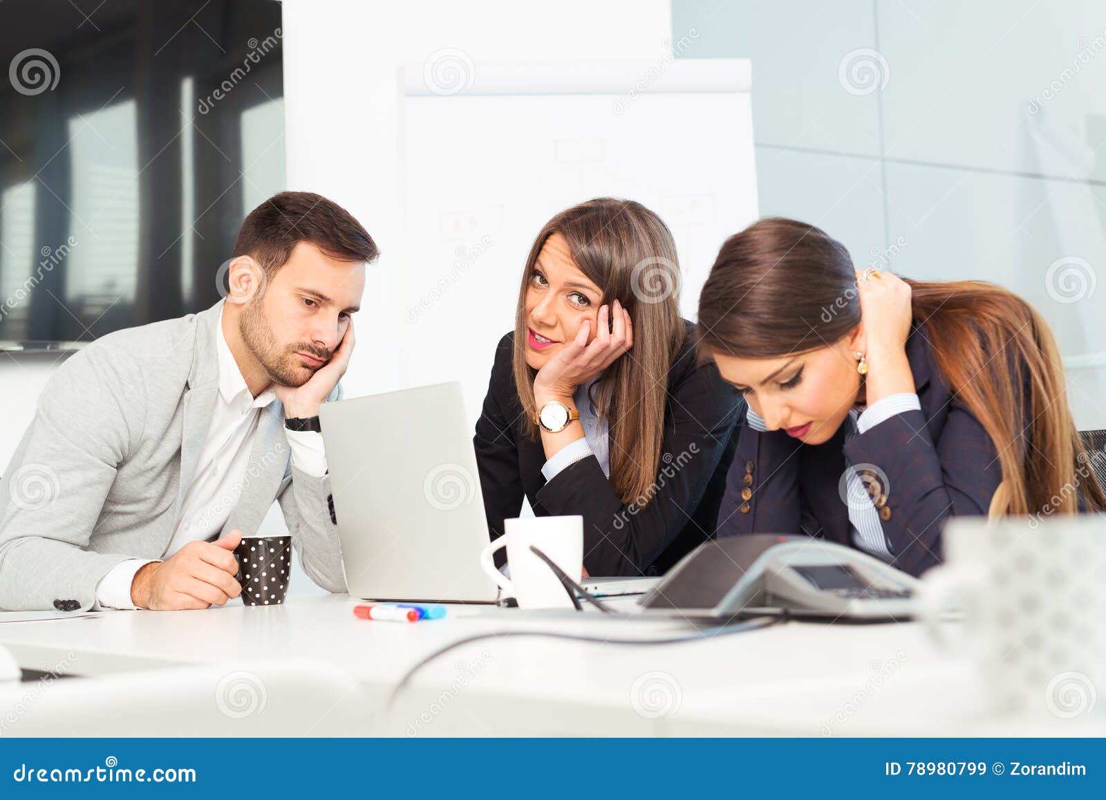 Business Team Sitting Sad and Solving Problem in Office Stock Image ...