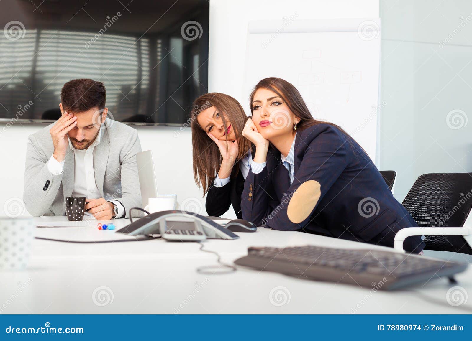 Business Team Sitting Sad and Solving Problem in Office Stock Photo ...
