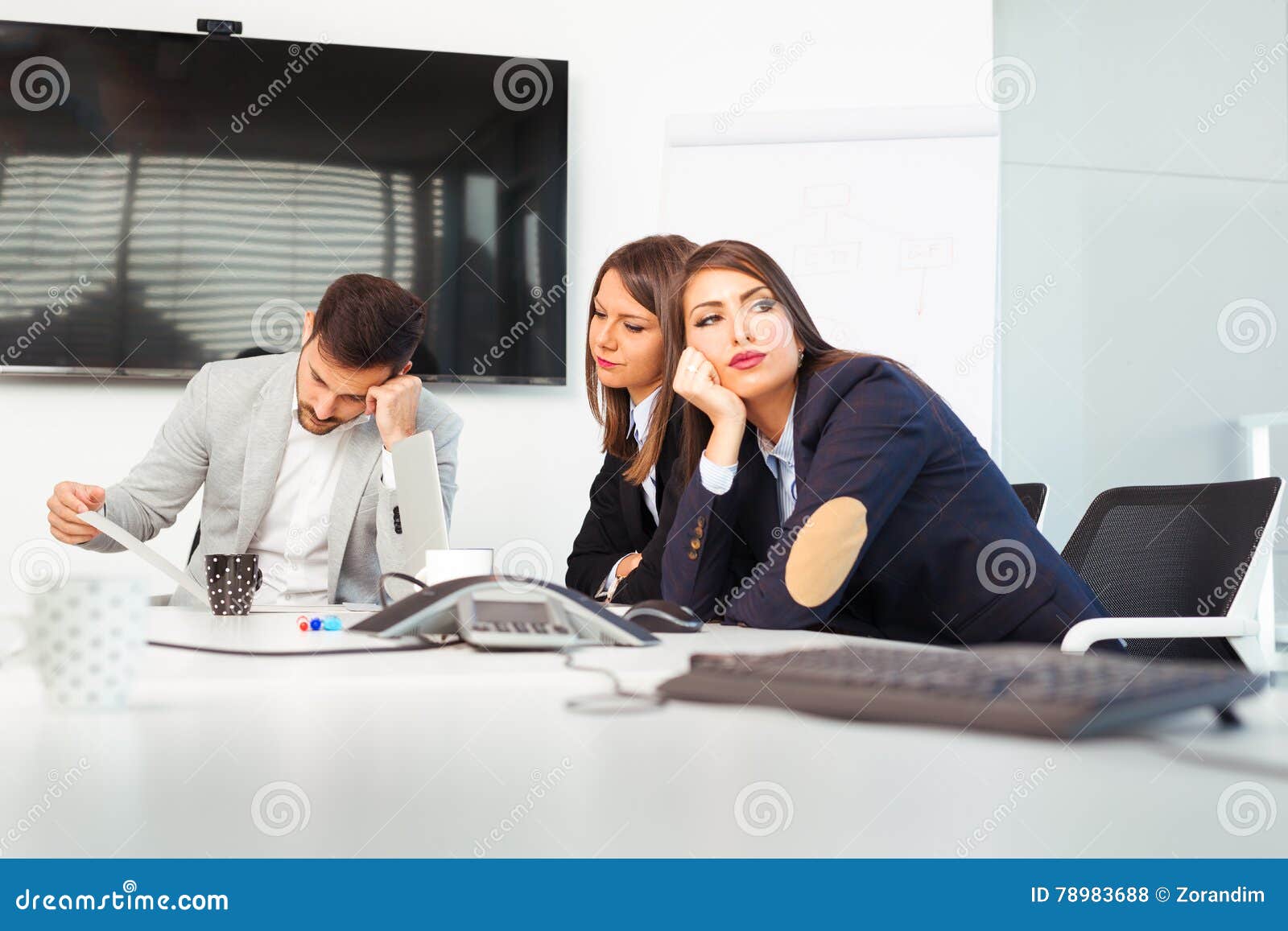 Business Team Sitting Sad and Solving Problem in Office Stock Photo ...