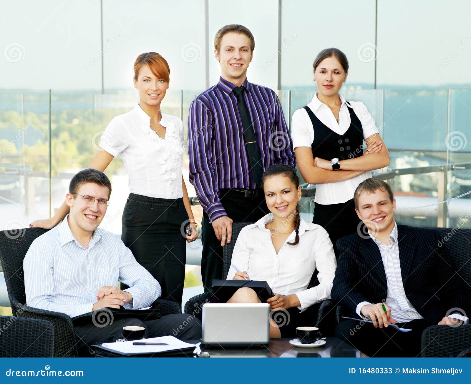 A Business Team of Six Persons in a Modern Office Stock Image - Image ...