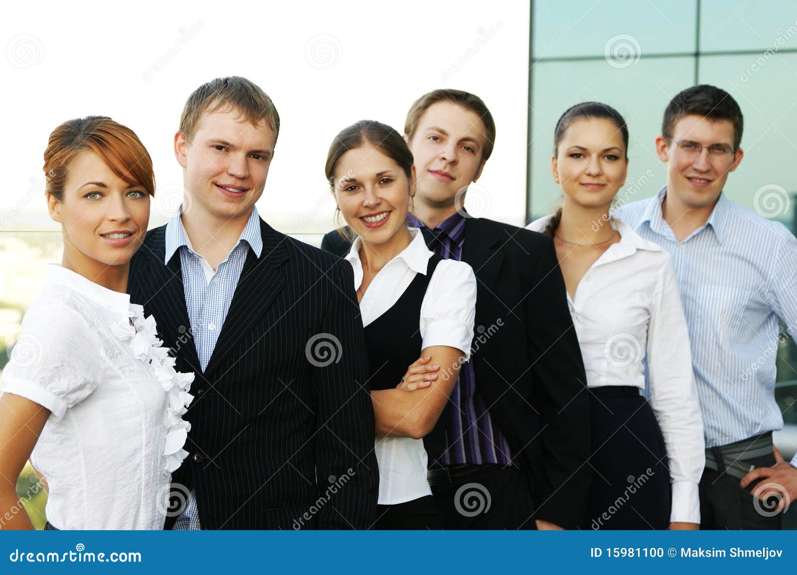 A Business Team of Six Young Persons Stock Photo - Image of white ...