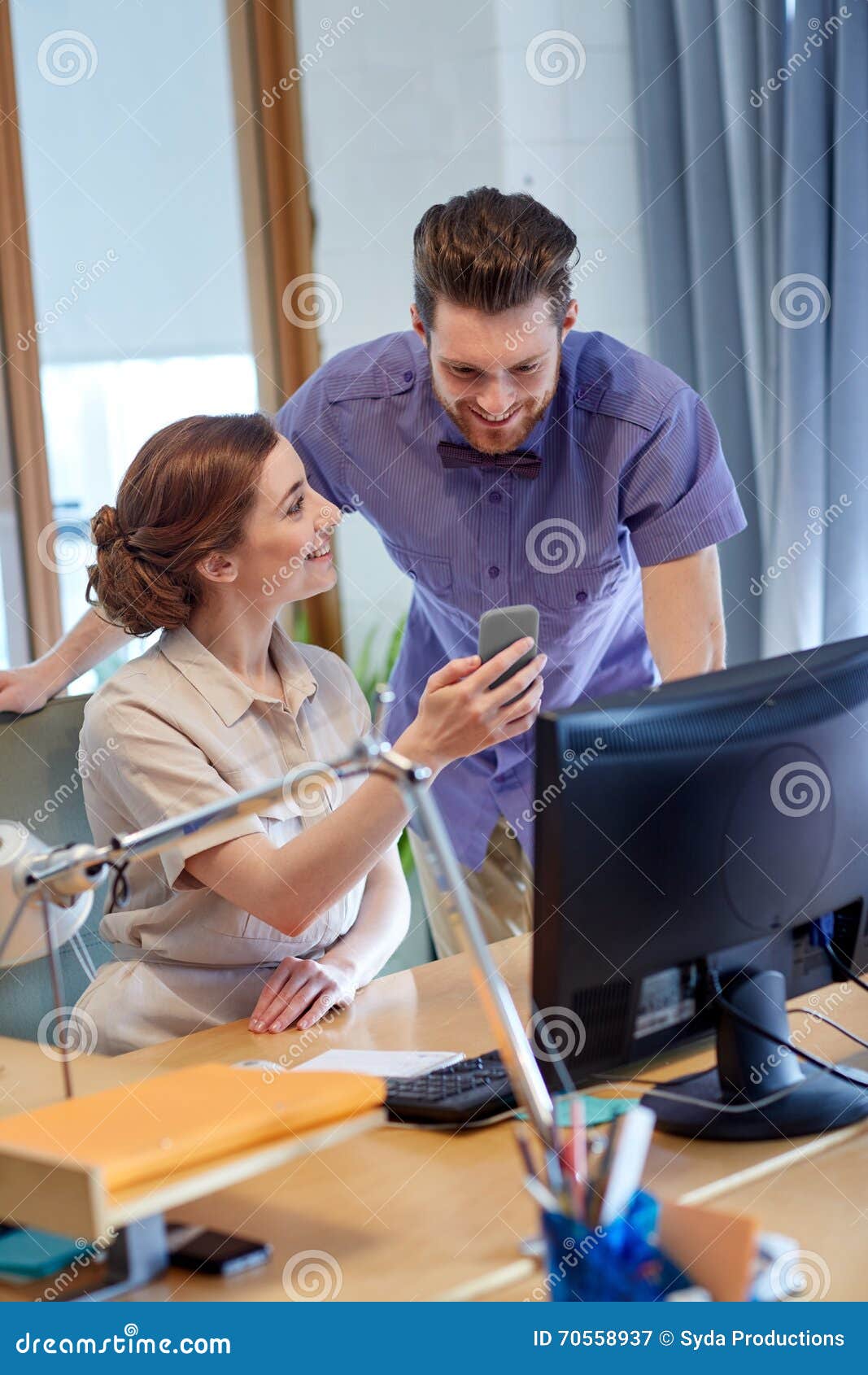 Business Team with Smartphone in Office Stock Image - Image of ...