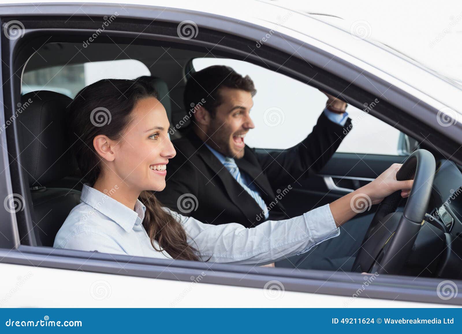 Business Team Smiling and Driving Stock Photo - Image of happy, driving ...