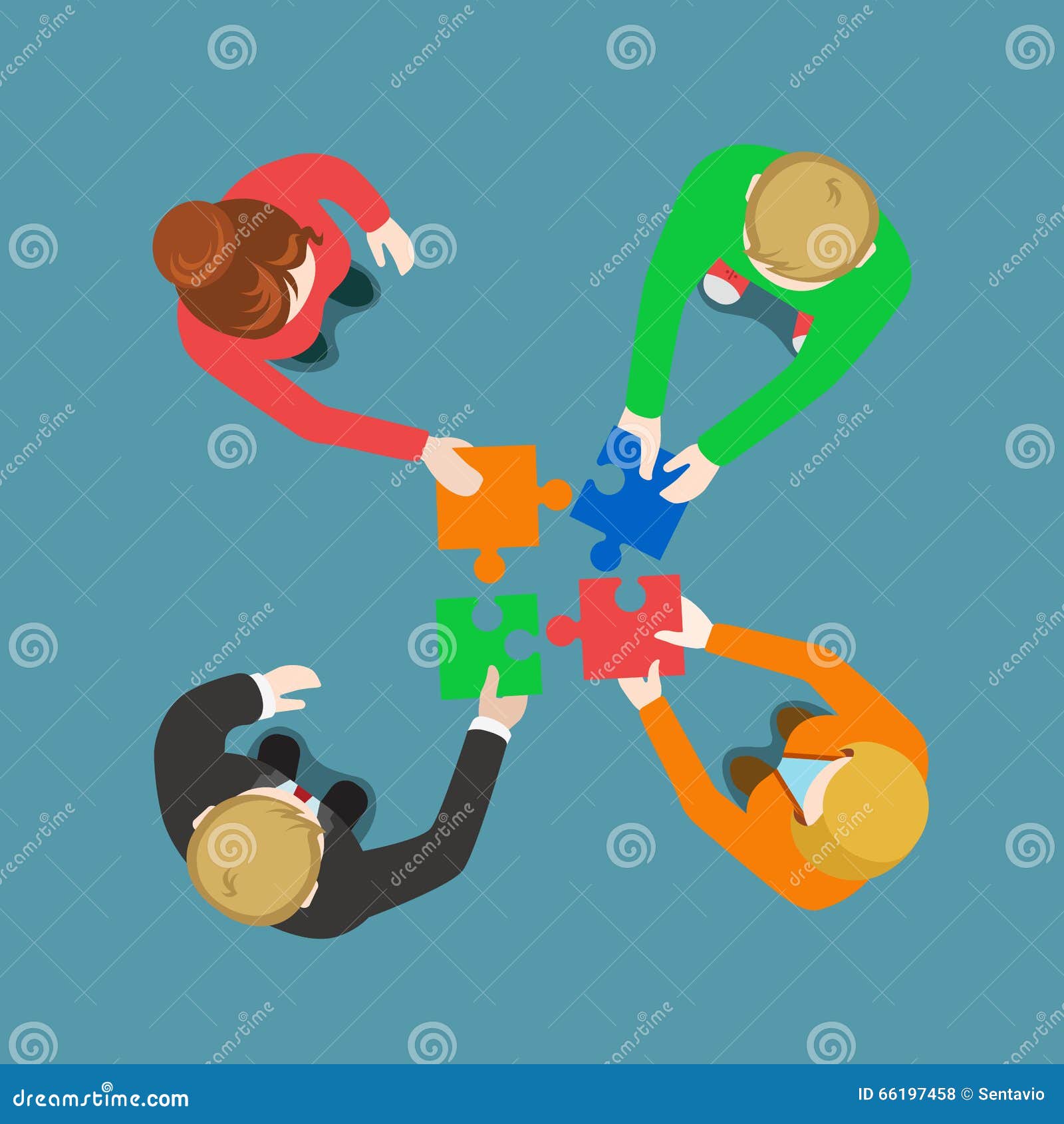 Business Team Solution Partnership Teamwork Vector Flat Top View Stock ...