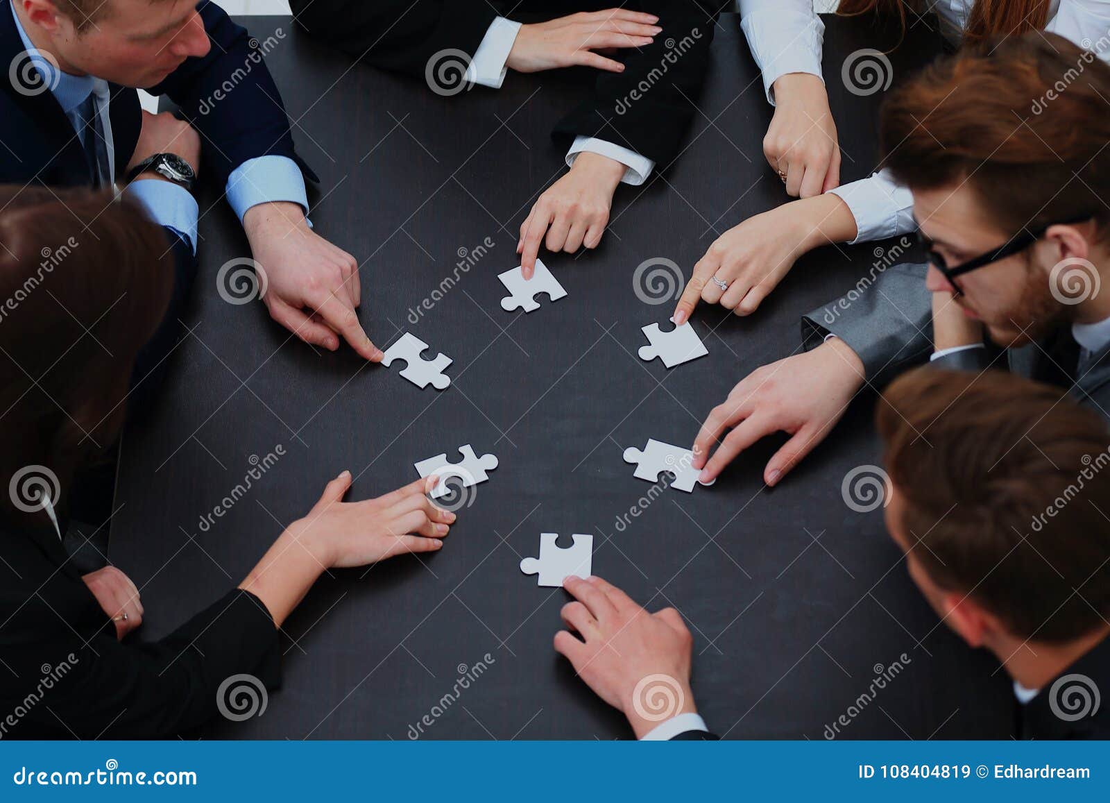 Business Team Solving Puzzle Together. Stock Image - Image of idea ...
