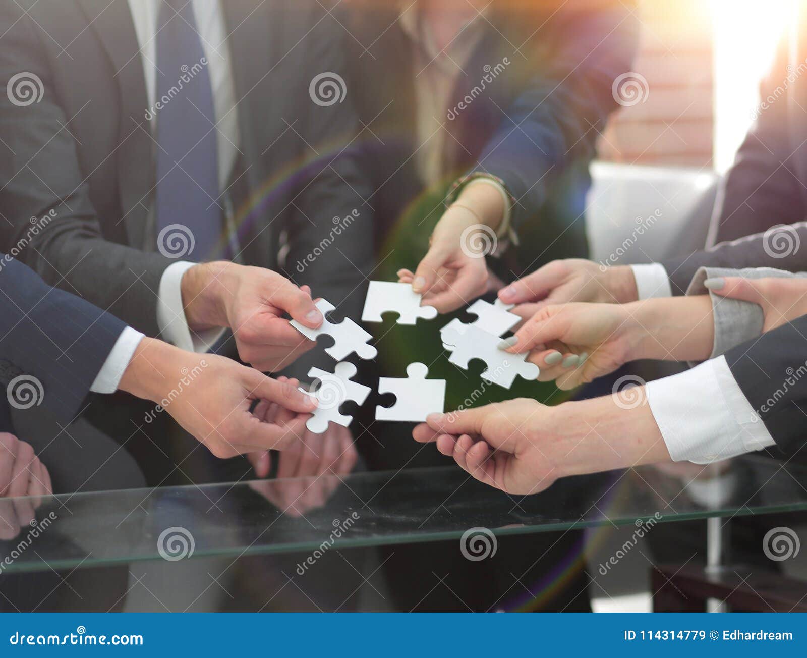 Business Team Solving Puzzle Together. Stock Image - Image of corporate ...