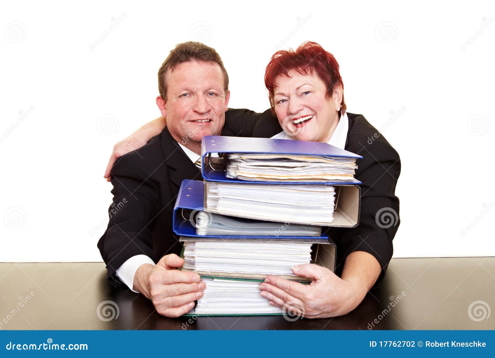 Business Team with Stack of Files Stock Photo - Image of face, files ...