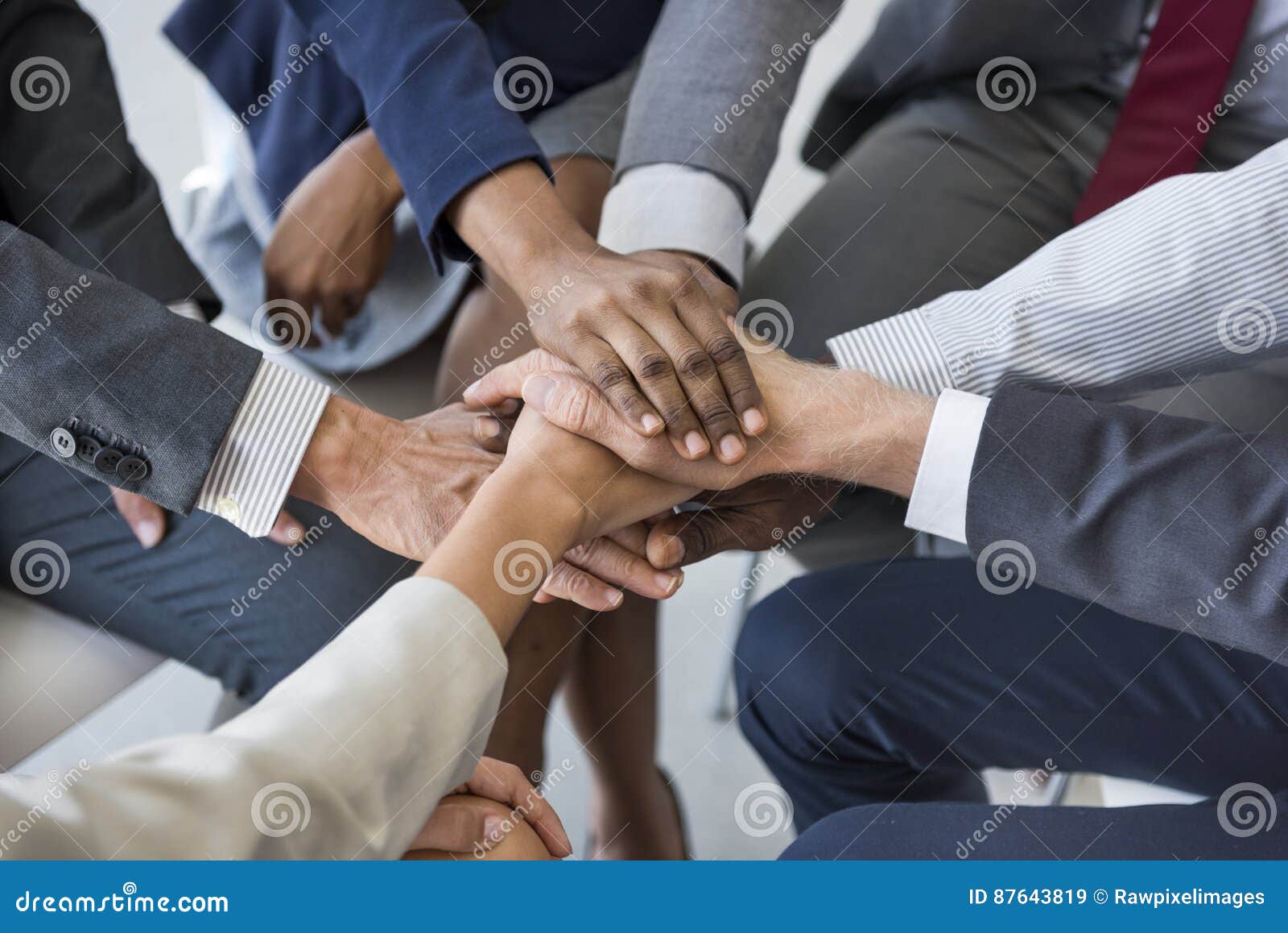 Stack Of Hands, Teamwork Concept, Business People Group Joining Arms In ...