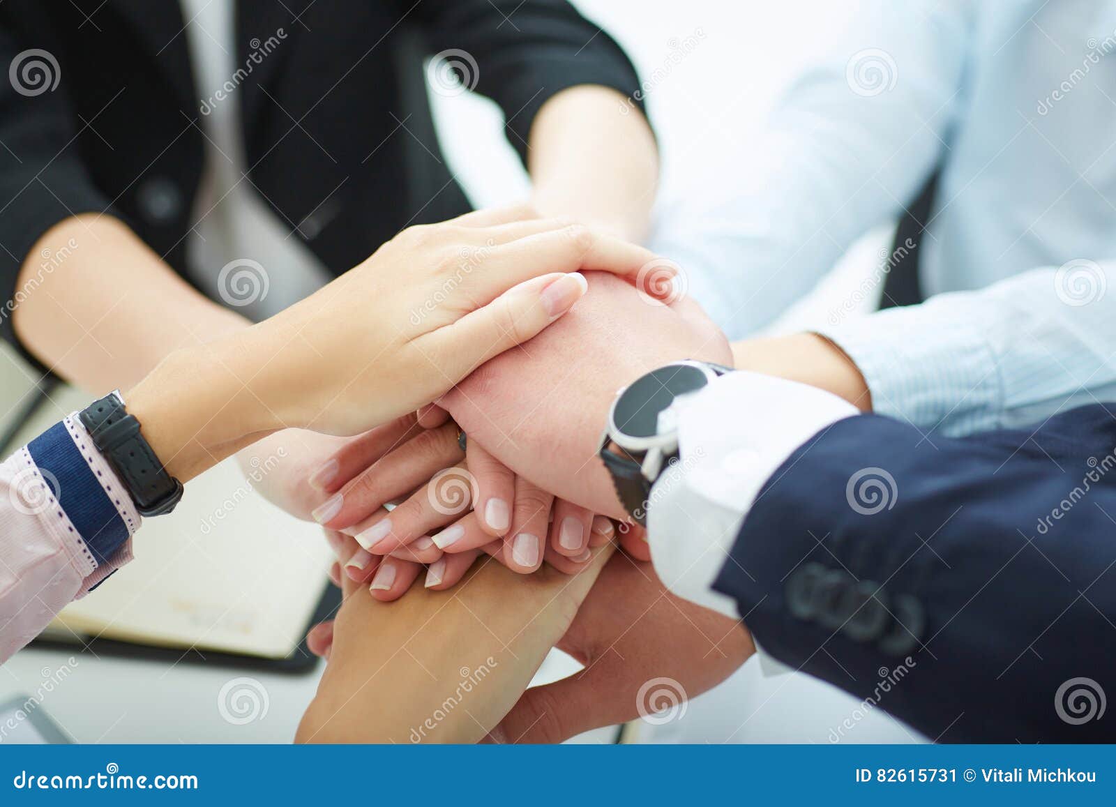 Business Team Stack Hands Support Concept. Stock Image - Image of ...