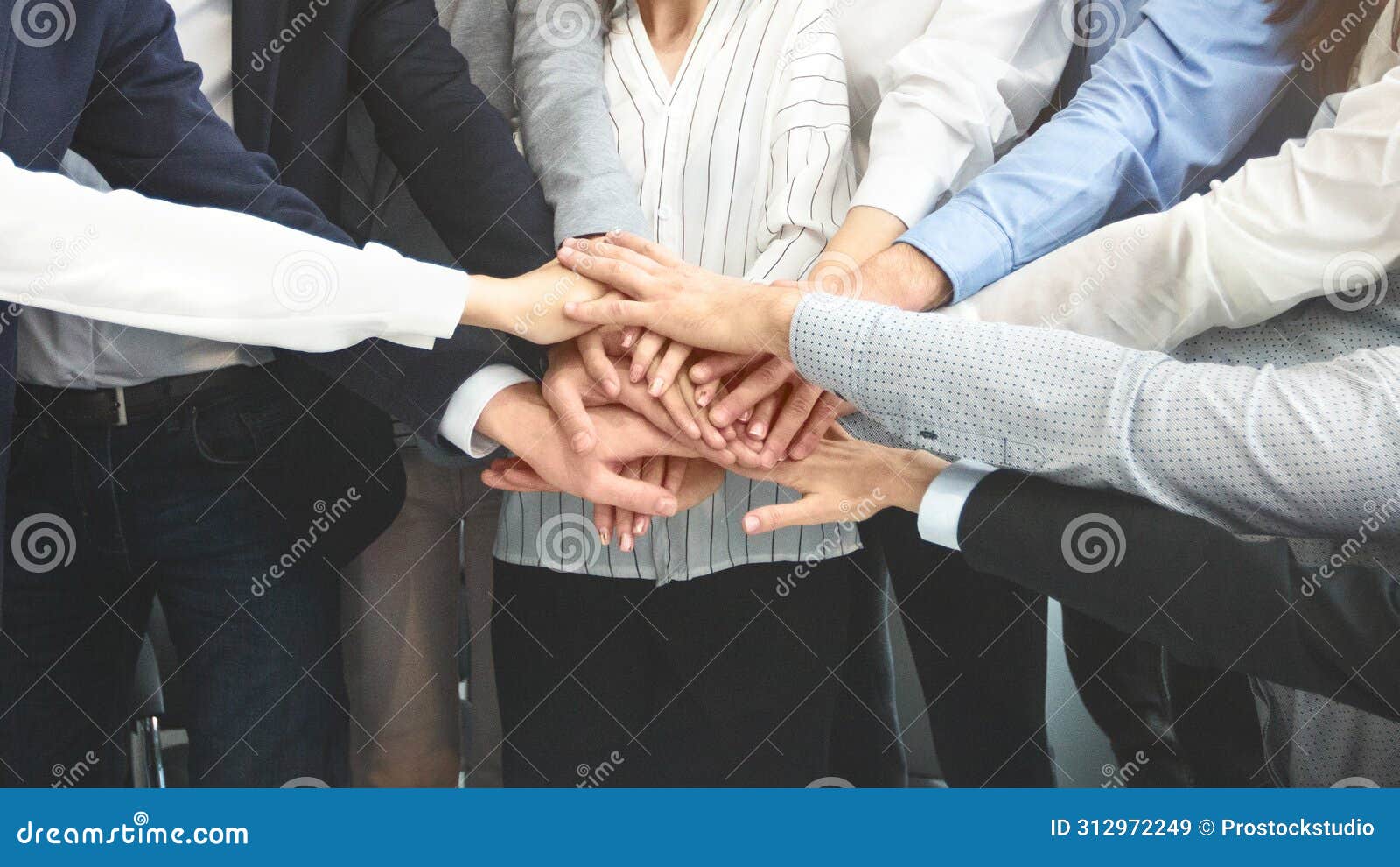 Business Team Stacking Hands in Unity, Cropped Stock Image - Image of ...