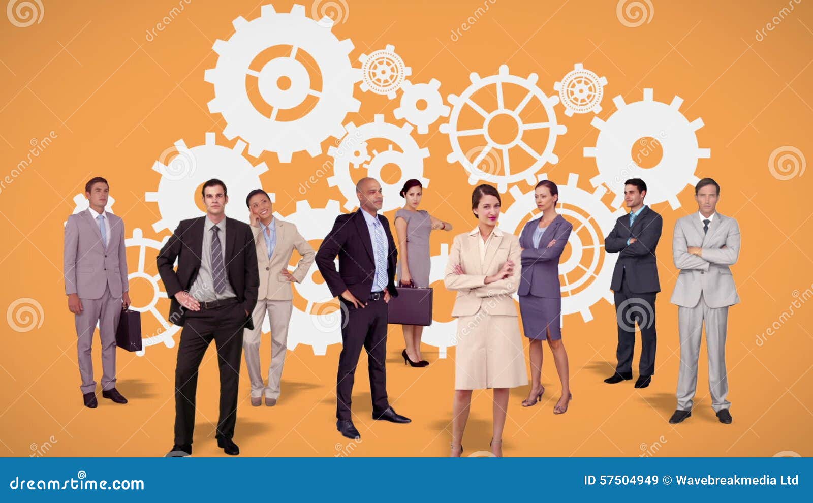 Business Team Standing Against Cogs Animation Stock Video - Video of ...