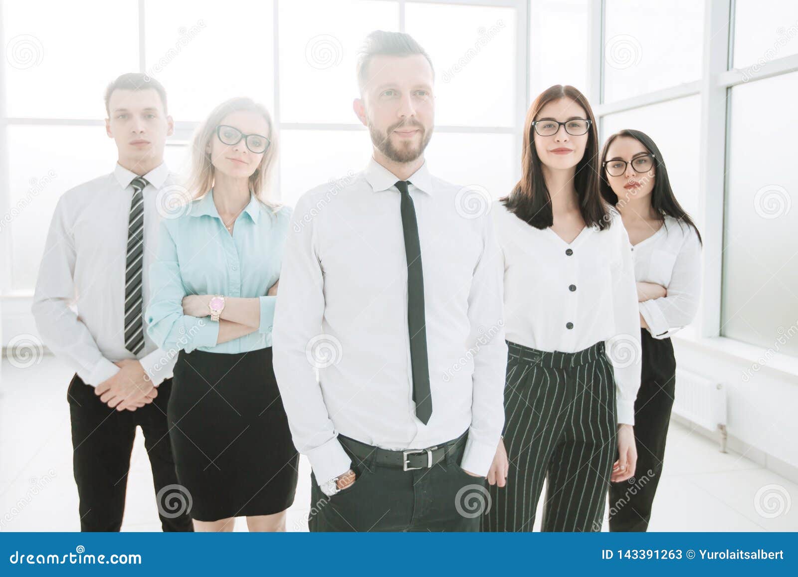 Business Team Standing in a Bright Office Stock Image - Image of human ...