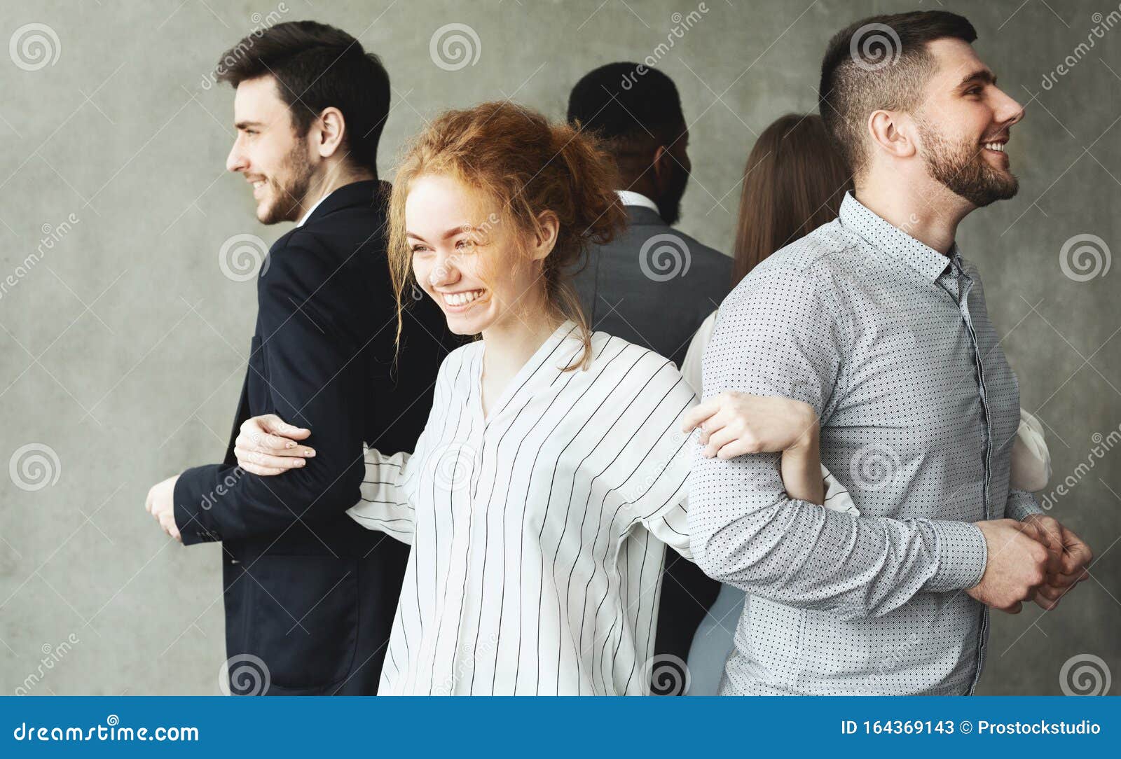 Business Team Standing in Circle Back To Back Stock Image - Image of ...