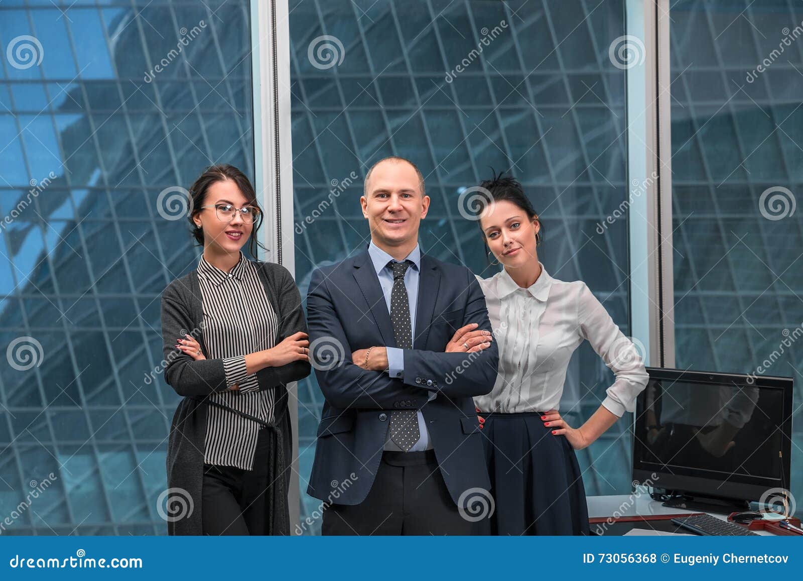 Business Team Standing in Office . Stock Photo - Image of partners ...