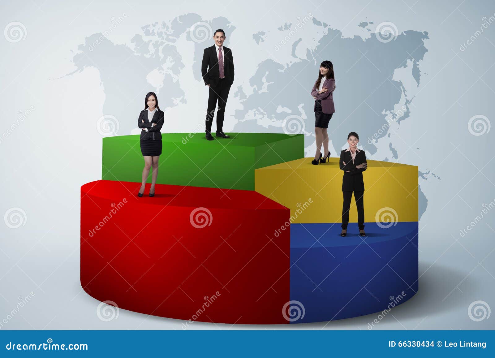Business Team Standing on Pie Chart Stock Photo - Image of colleagues ...