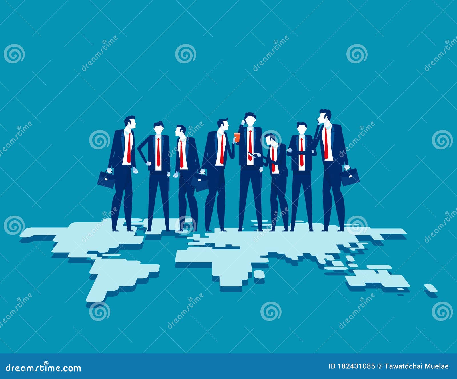 Business Team Standing on Top of. Globalization Connection Concept ...