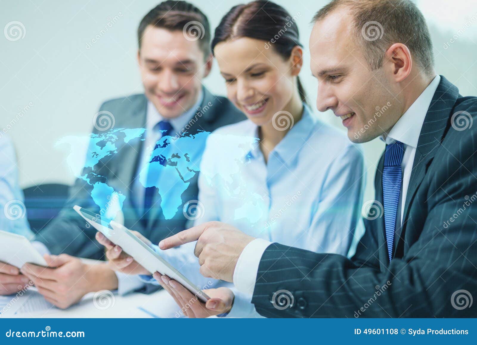 Business Team with Tablet Pc Having Discussion Stock Photo - Image of ...