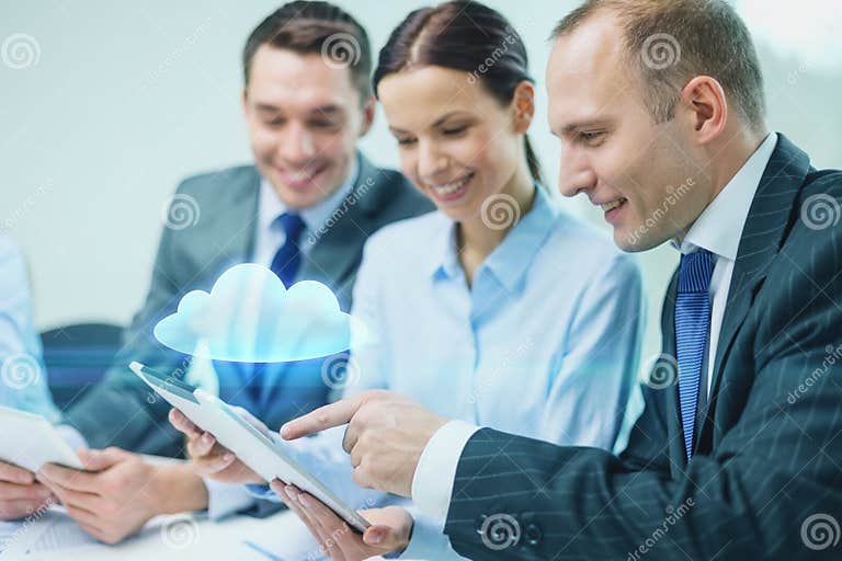 Business Team with Tablet Pc Having Discussion Stock Image - Image of ...