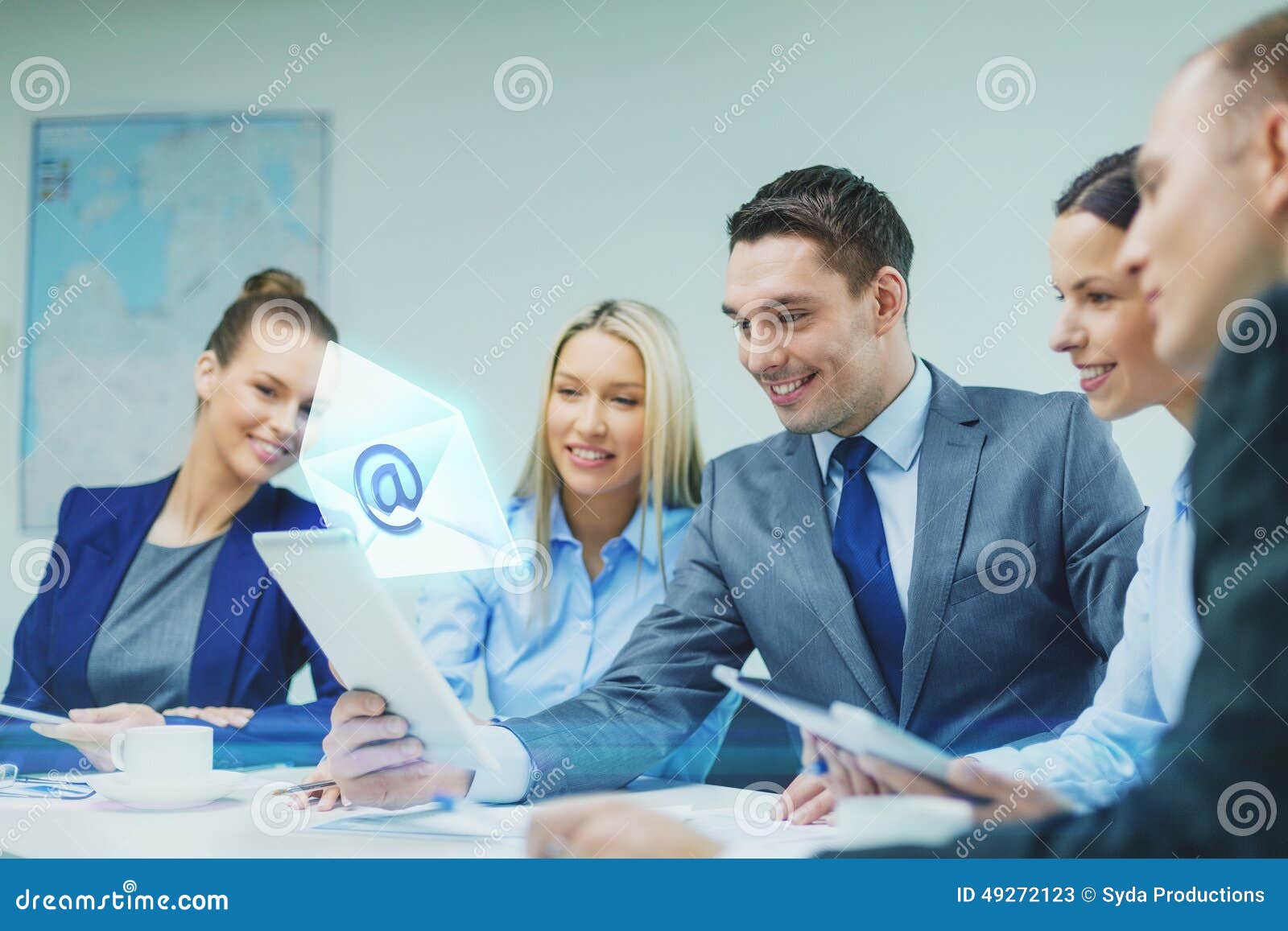 Business Team with Tablet Pc Having Discussion Stock Image - Image of ...