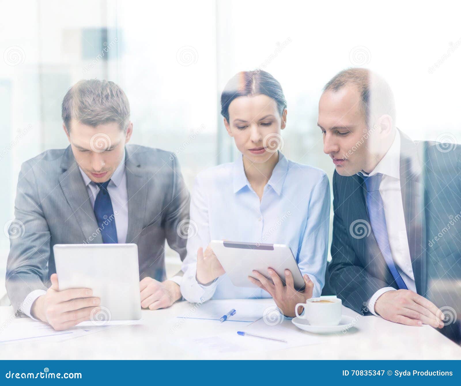 Business Team with Tablet Pc Having Discussion Stock Image - Image of ...