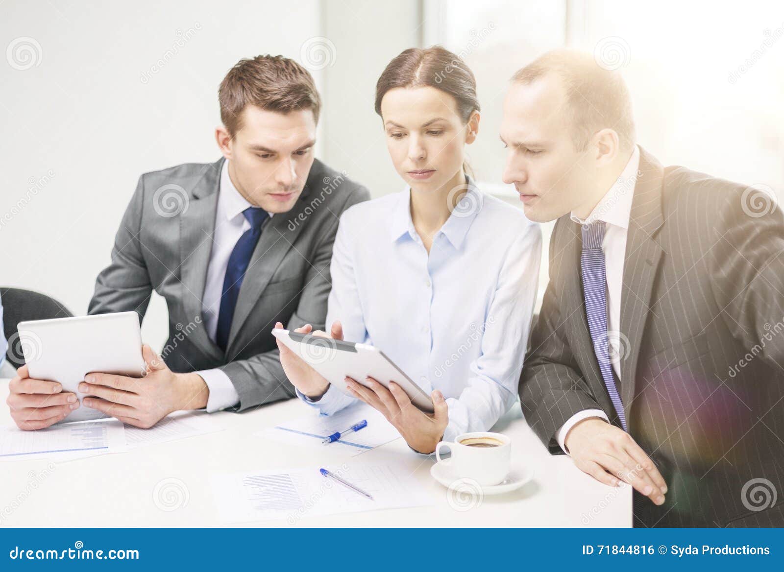 Business Team with Tablet Pc Having Discussion Stock Photo - Image of ...