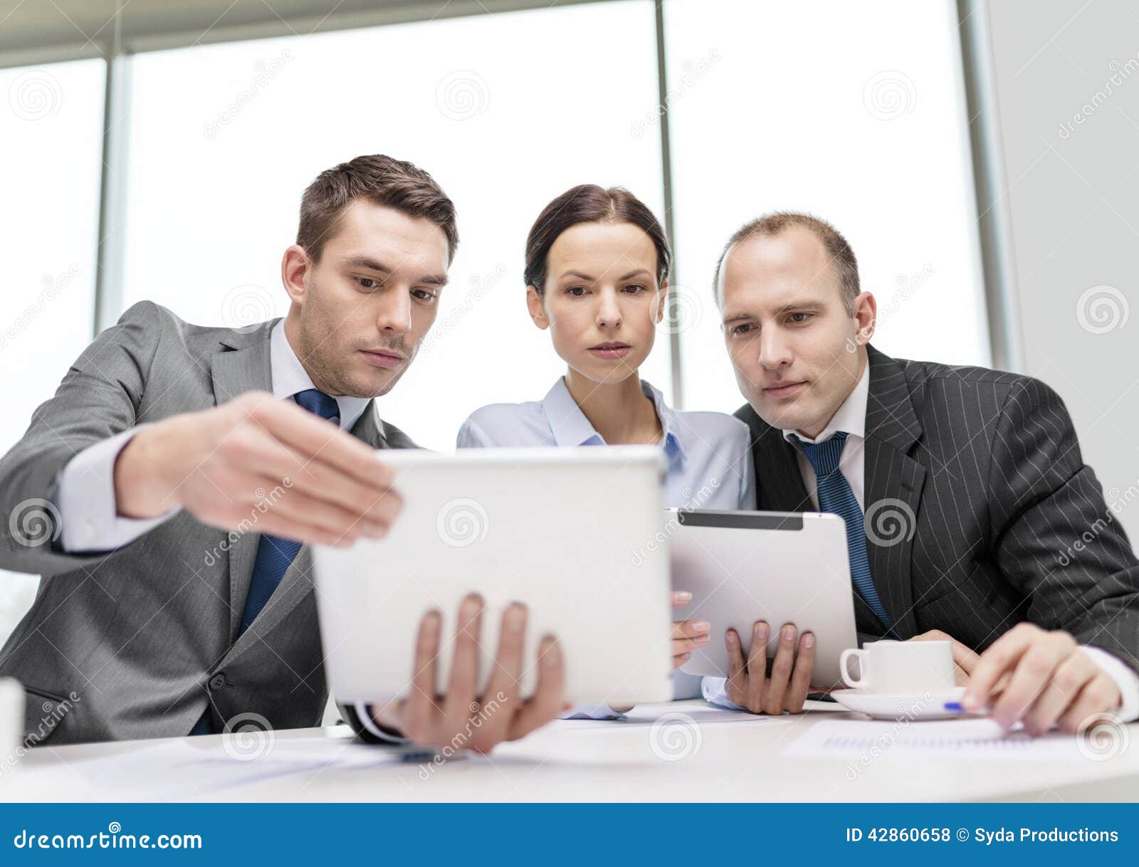 Business Team with Tablet Pc Having Discussion Stock Photo - Image of ...