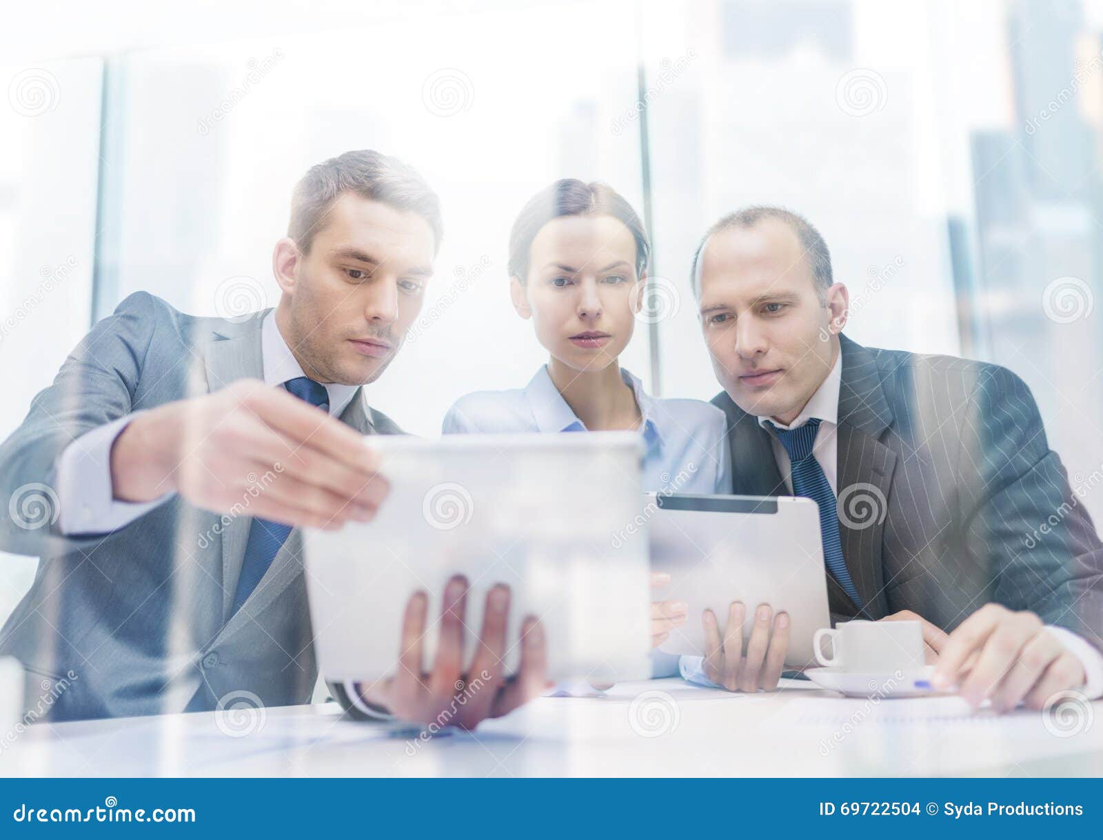 Business Team with Tablet Pc Having Discussion Stock Photo - Image of ...